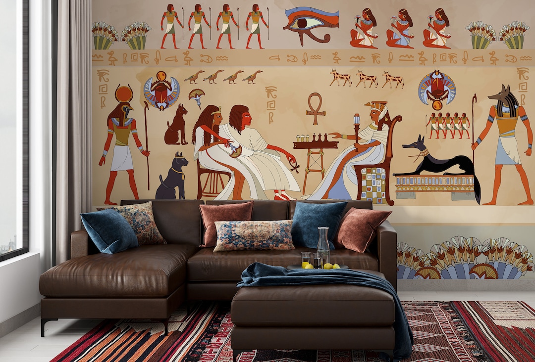 Ancient Egypt Mural. Anubis, Ra Wallpaper. Eye of Horus Wall Mural ...