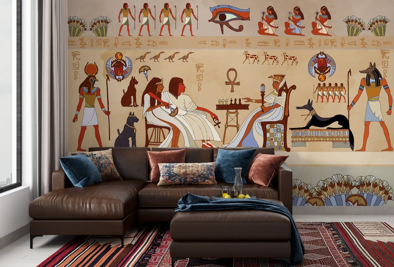 Ancient Egypt Mural. Anubis Ra Wallpaper. Eye of Horus Wall - Etsy