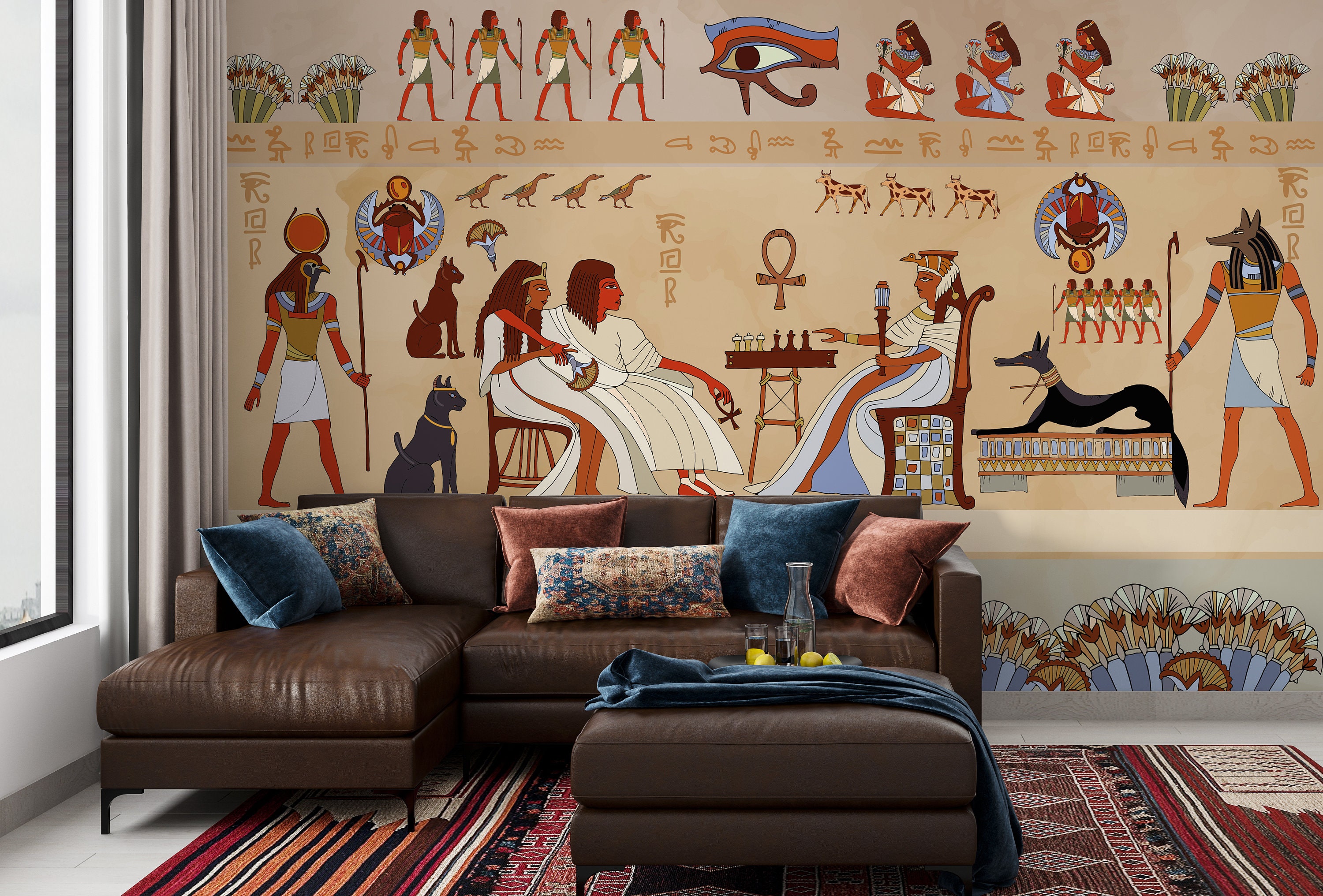 Ancient Egypt Mural. Anubis Ra Wallpaper. Eye of Horus Wall - Etsy UK