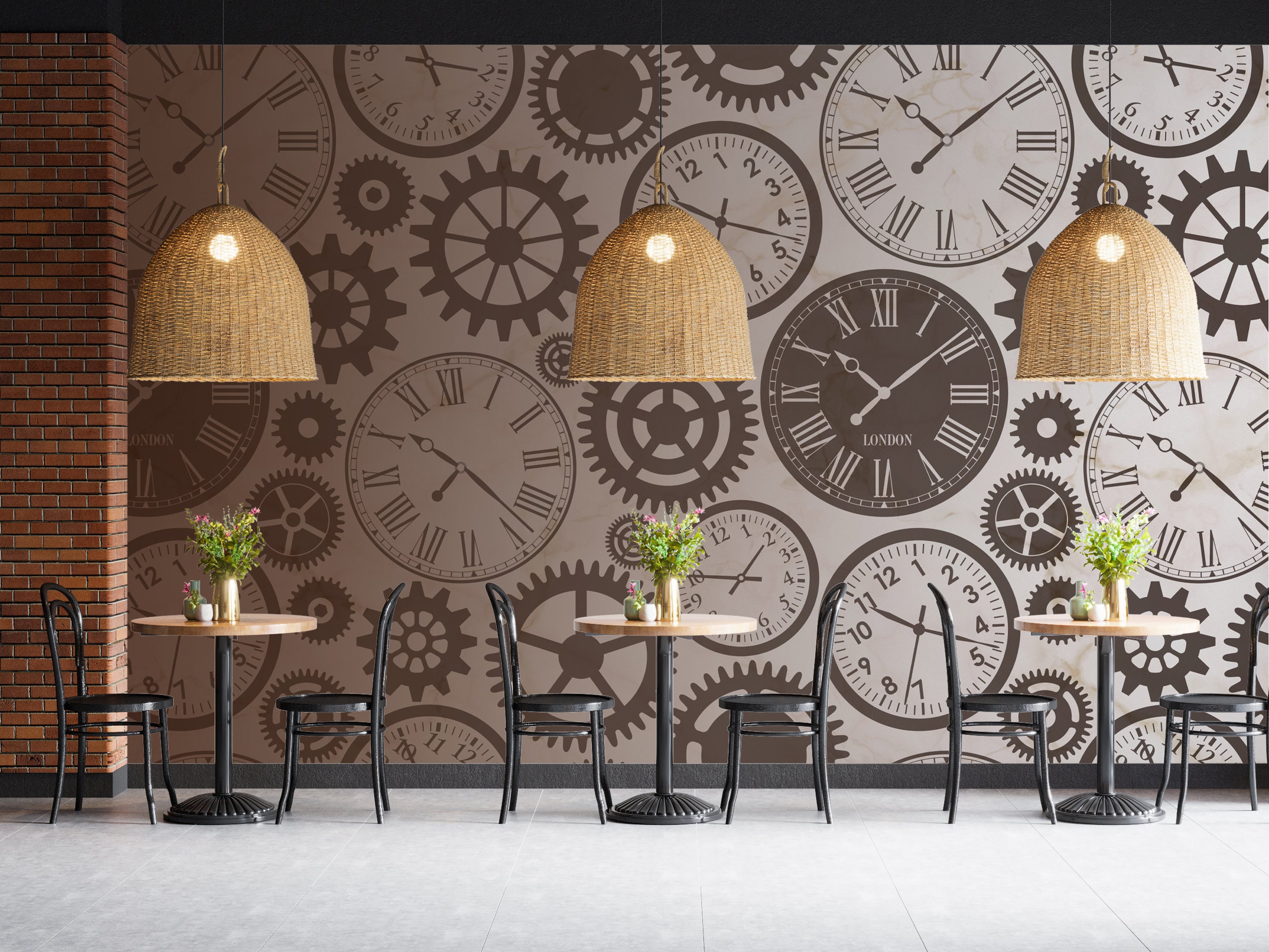 Antique Clocks Wallpaper Clocks Wallpaper Etsy UK