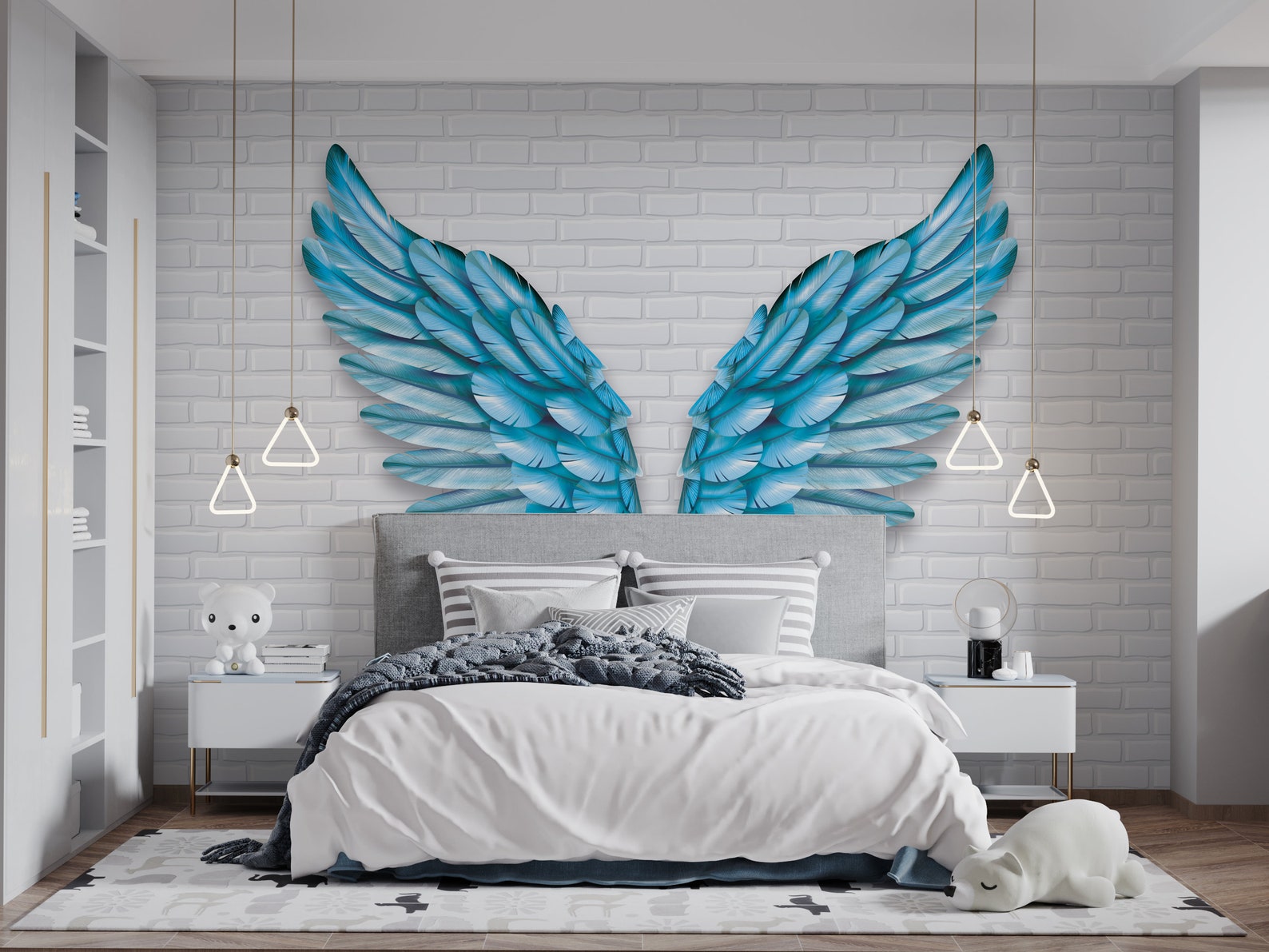 Angel Wings Wall Mural: Customizable Brick Background Wallpaper - Etsy