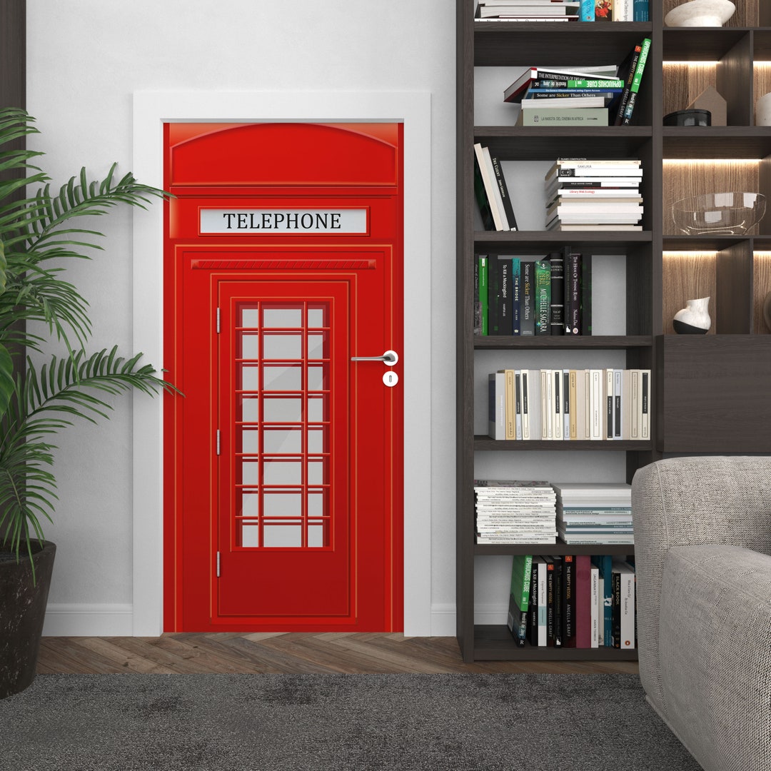 London Phone Booth Sticker Red Door Sticker Peel and Stick Phone Booth ...