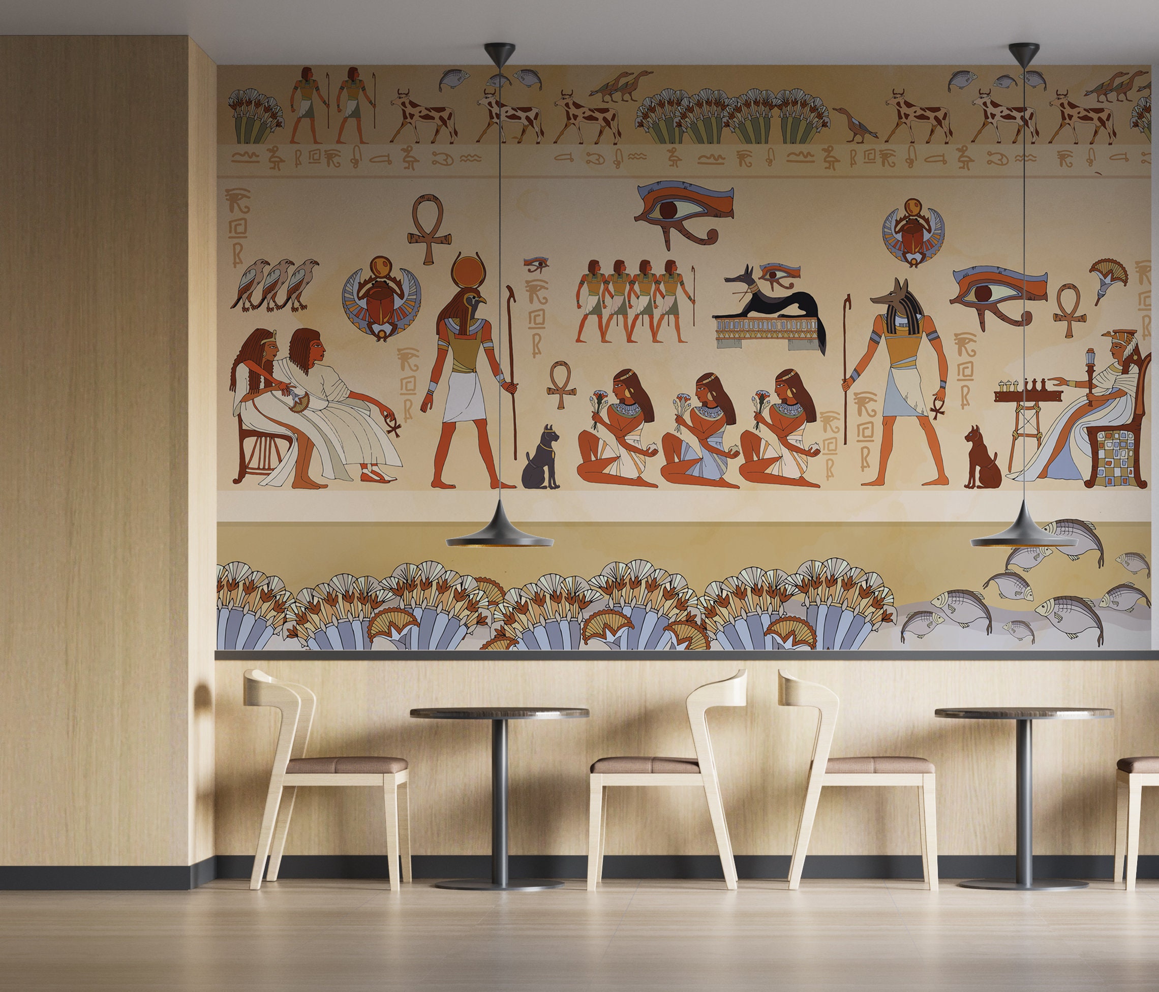 Ancient Egypt Wallpaper. Eye of Horus Wall Mural. Anubis Ra - Etsy UK