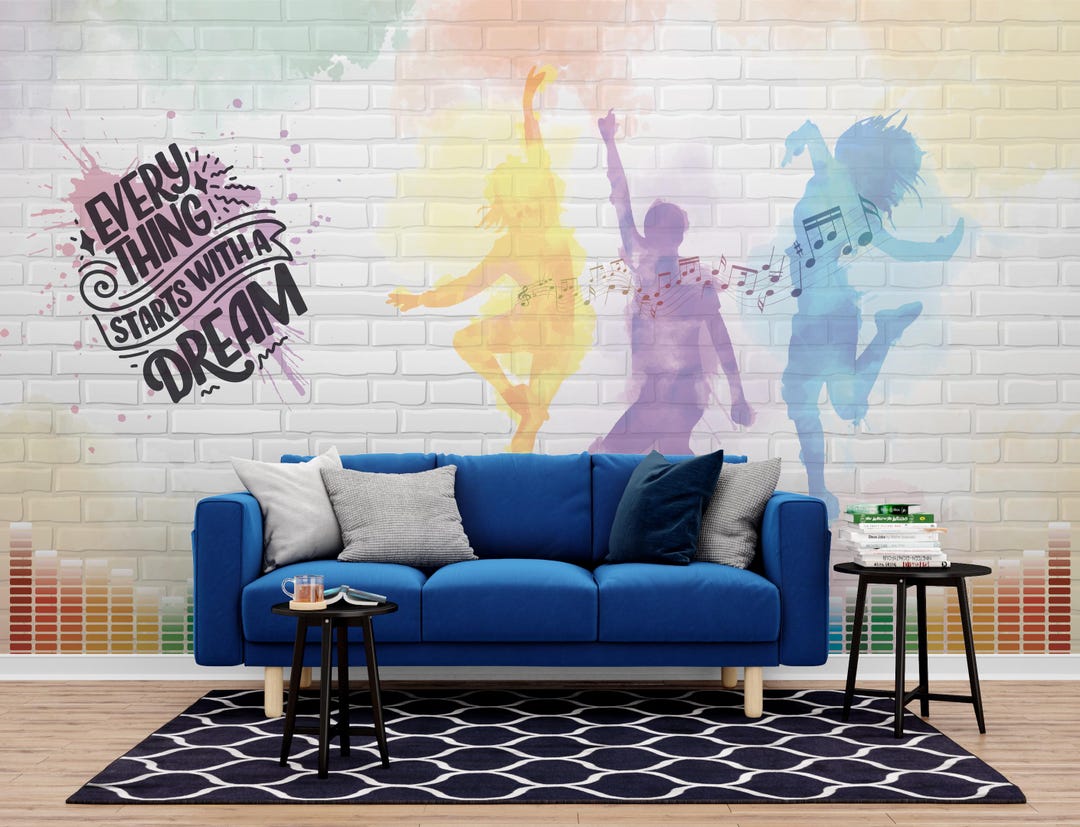 Customizable Graffiti Dance Mural: Music & Dance Academy Wallpaper - Etsy