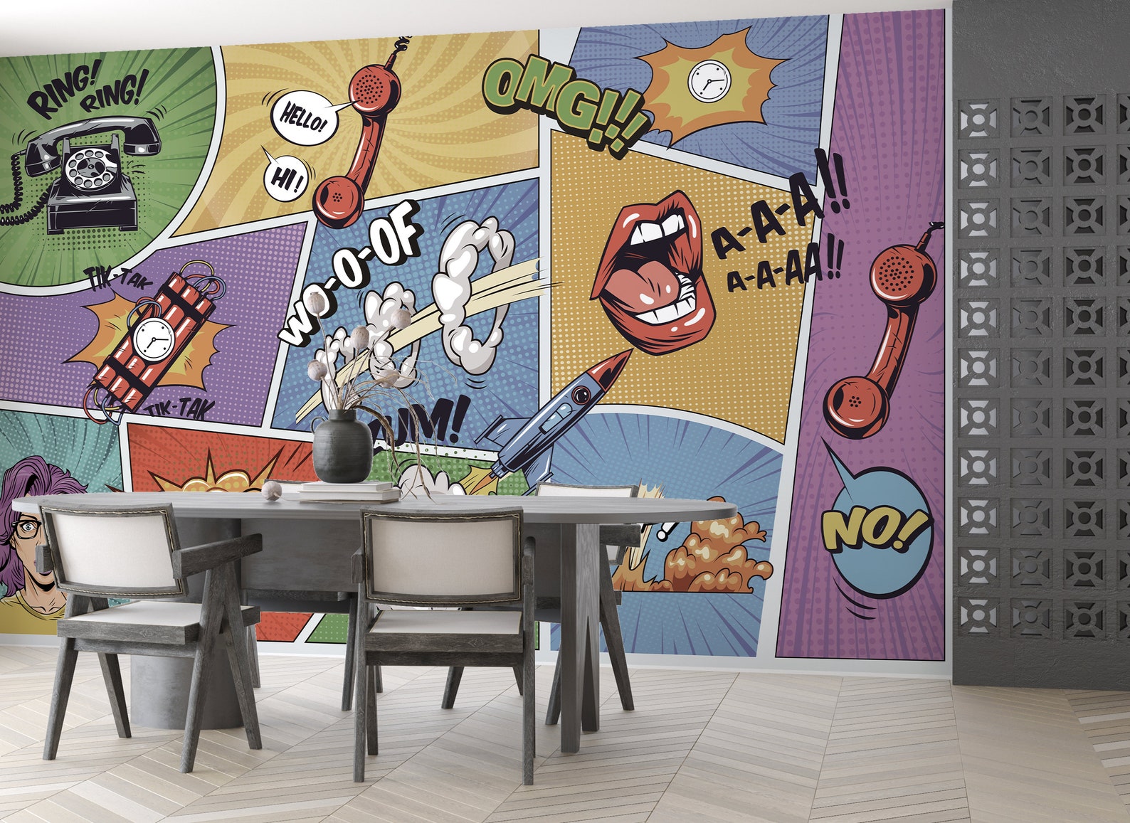 Colorful Comic Book Wallpaper Mural: Retro Pop Art Wallcovering - Etsy