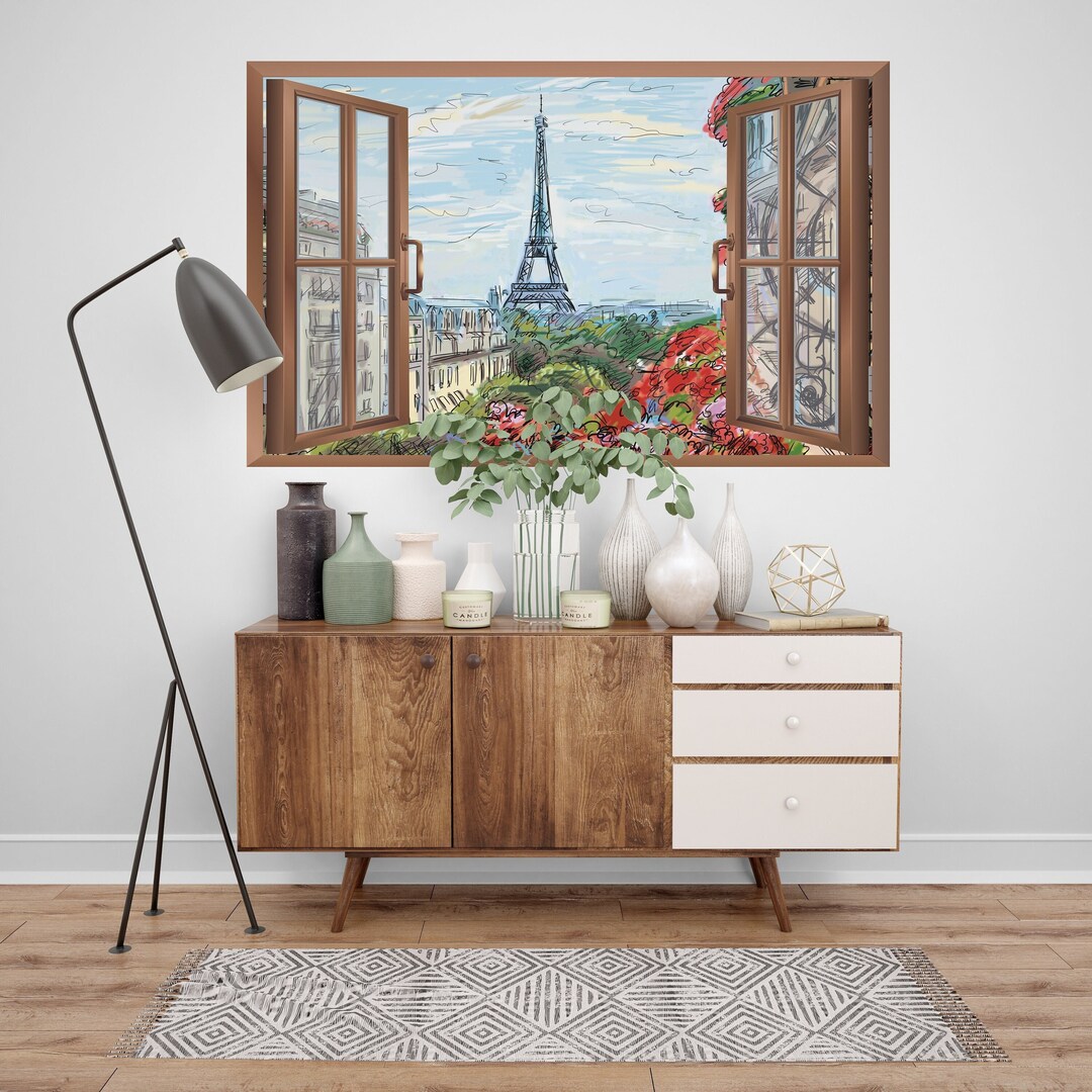 Paris View Decal Window View Peel and Stick Poster Customizable Wall ...