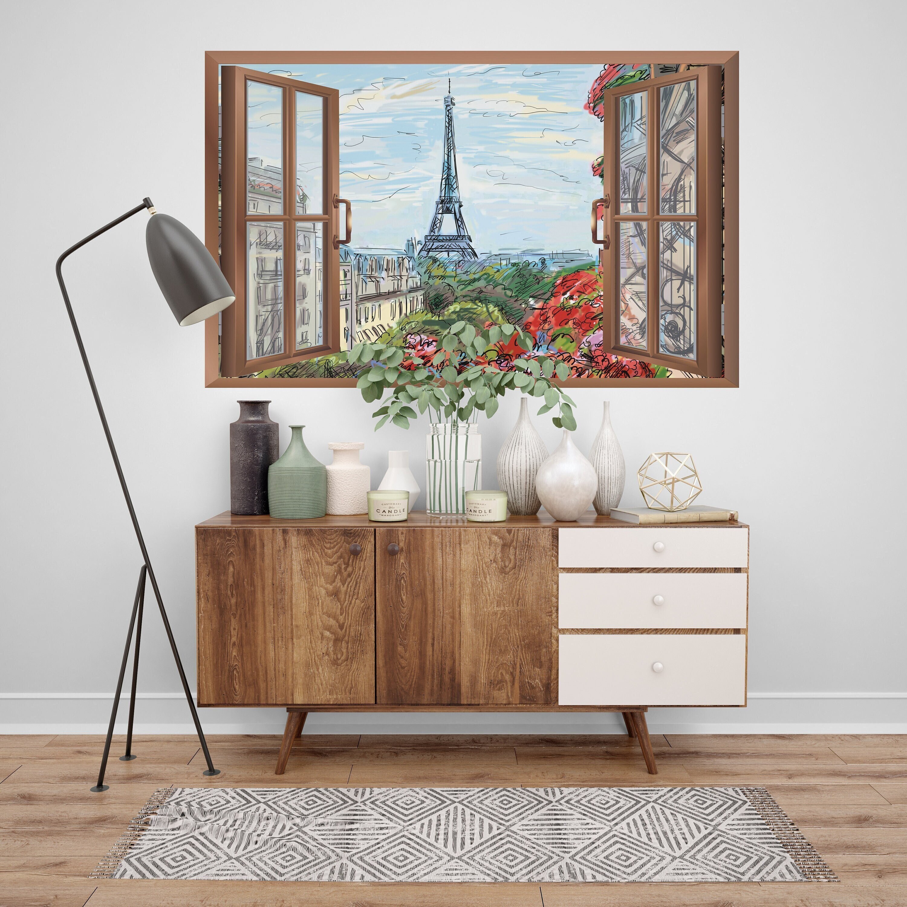 Paris View Decal Window View Peel and Stick Poster Customizable Wall ...