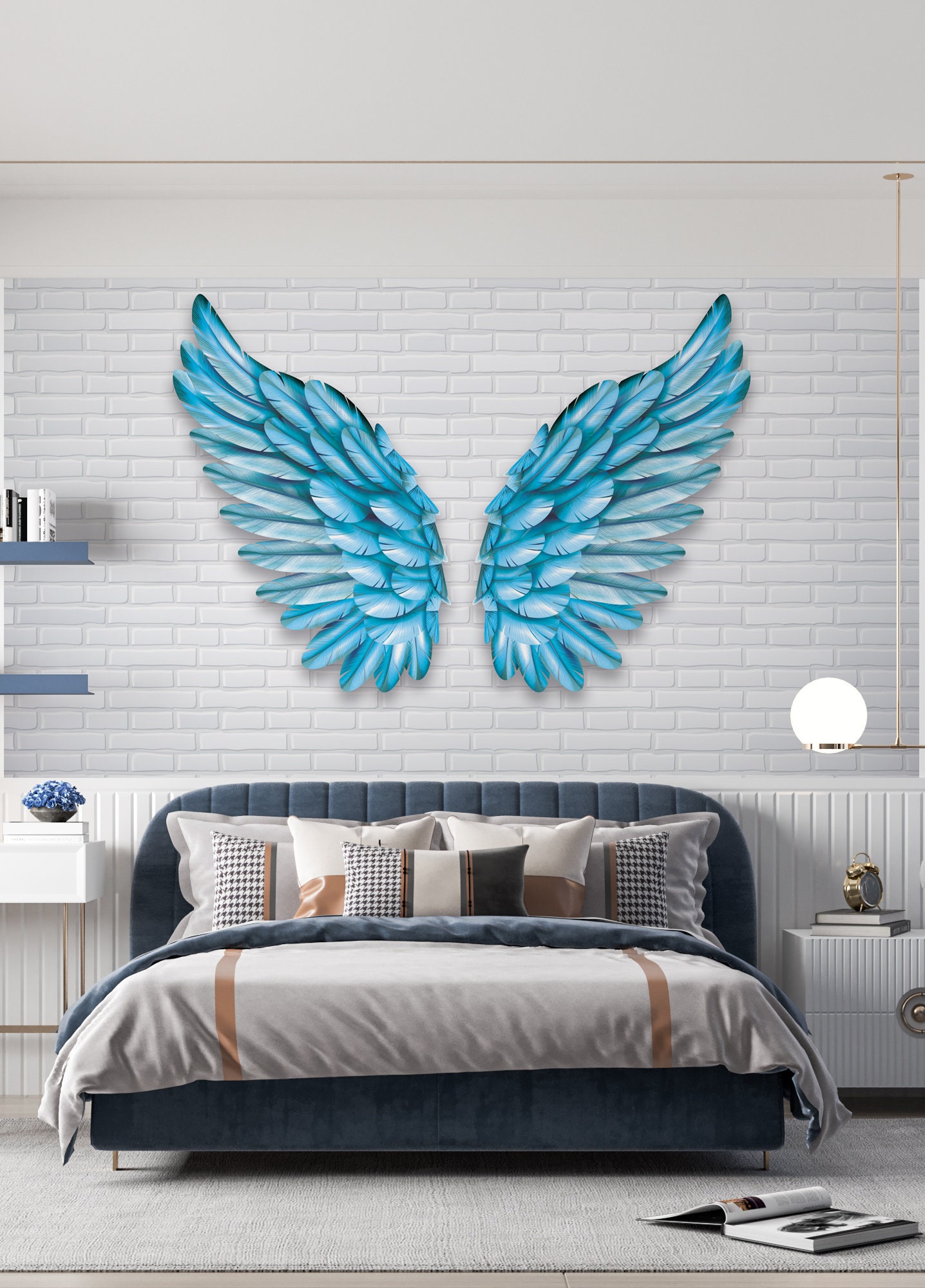 Angel Wings Wall Mural: Customizable Brick Background Wallpaper - Etsy