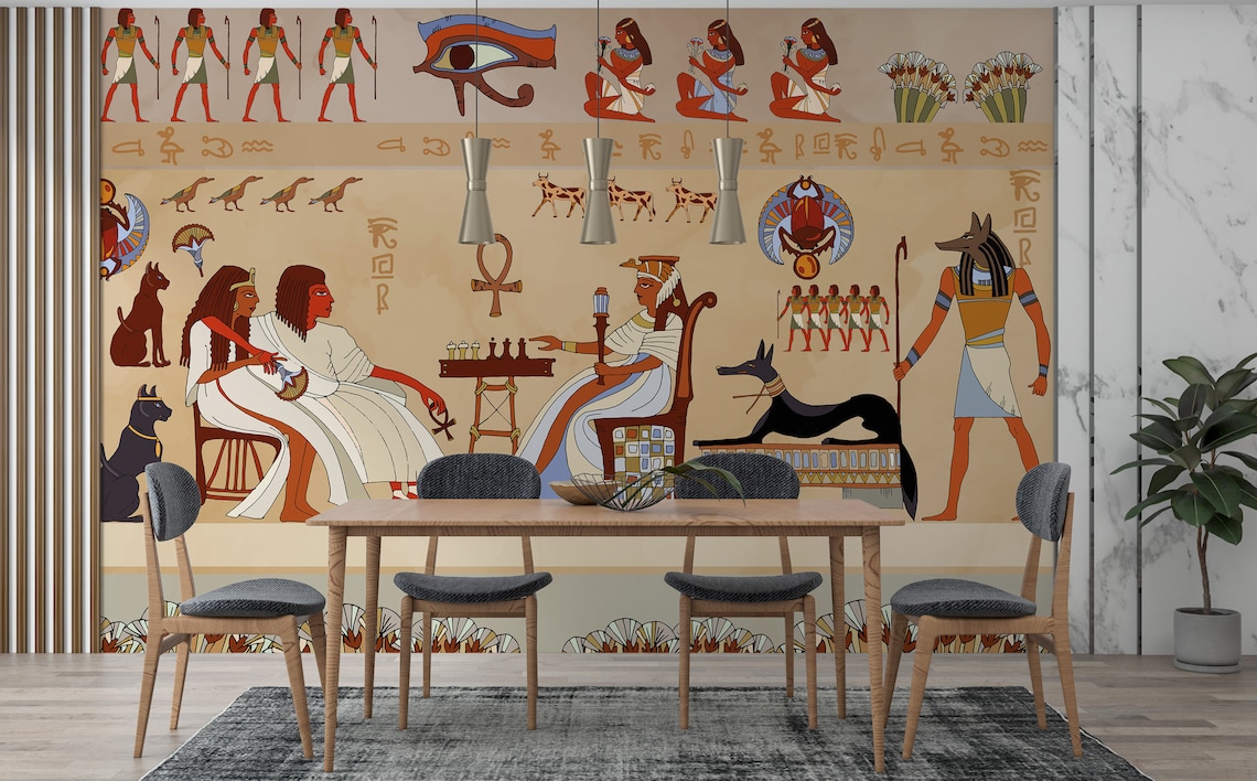 Ancient Egypt Mural. Anubis Ra Wallpaper. Eye of Horus Wall - Etsy