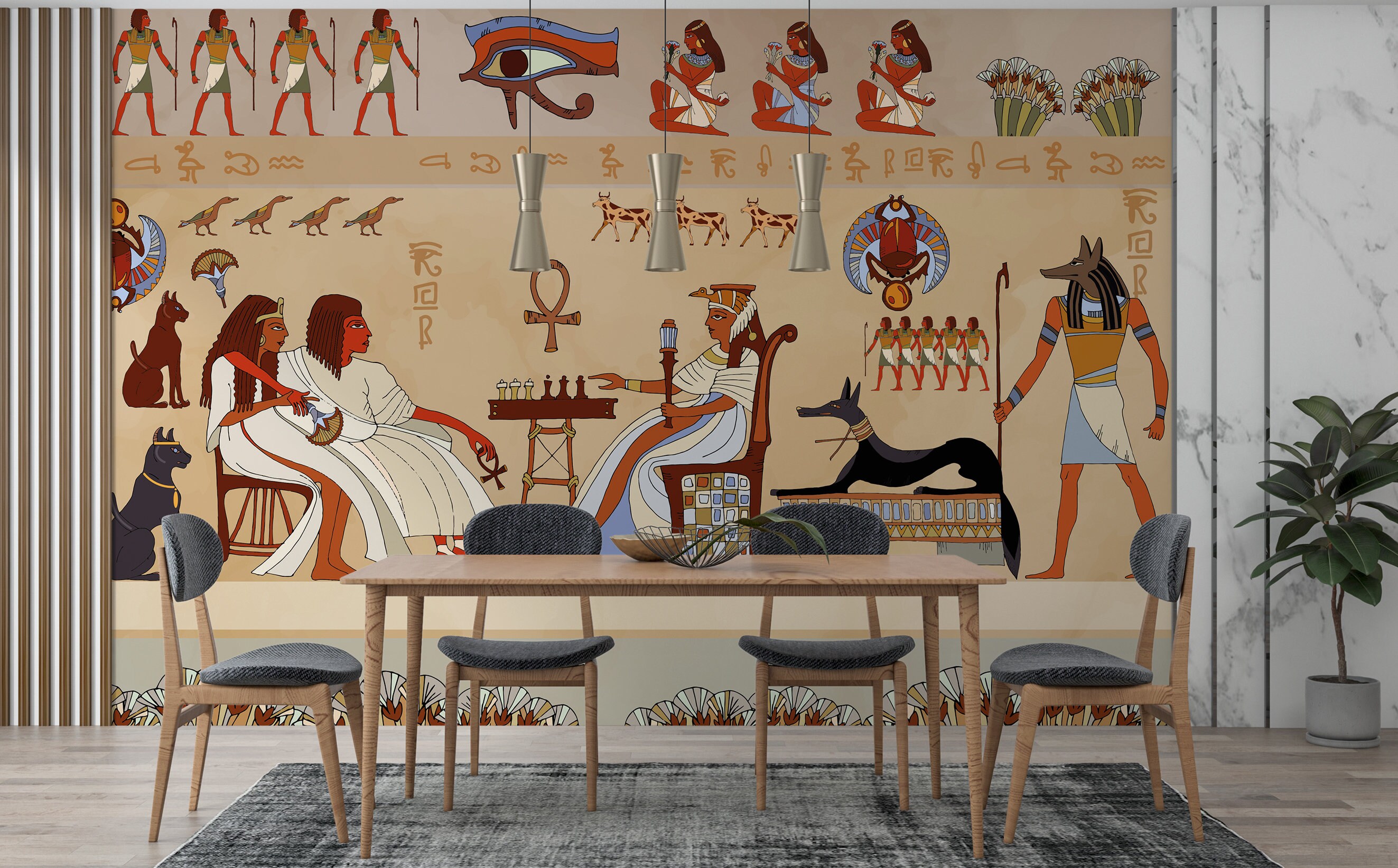 Ancient Egypt Mural. Anubis Ra Wallpaper. Eye of Horus Wall - Etsy