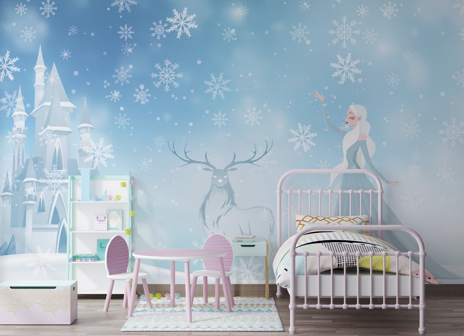 Snow Princess Wallpaper. Snow Queen Kids Mural.winter Theme ...