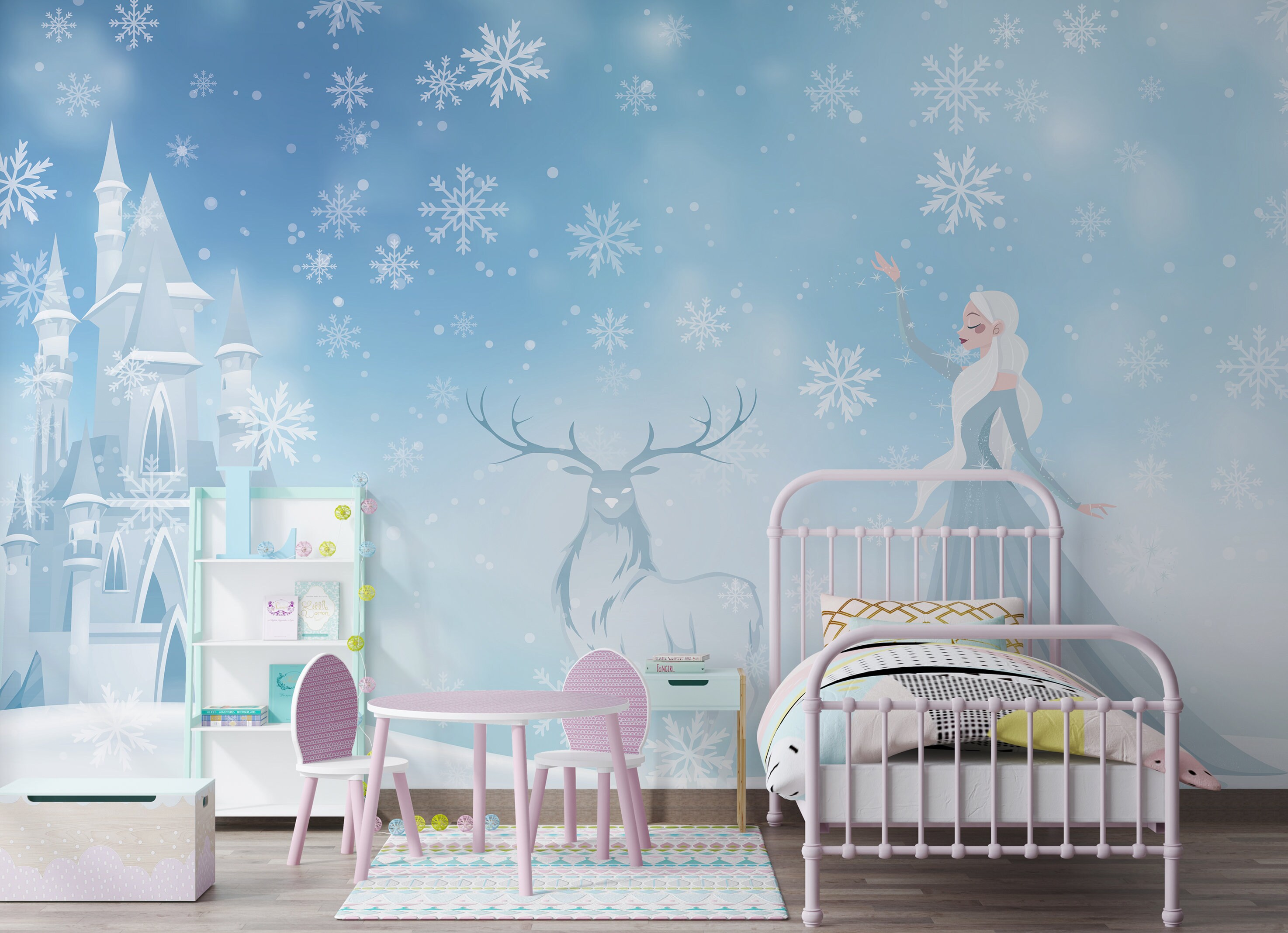 Snow Princess Wallpaper. Snow Queen Kids Mural.winter Theme ...