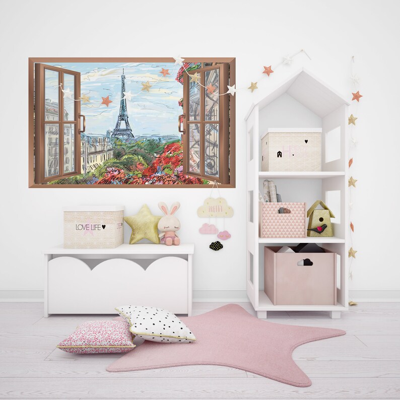 Paris View Decal Window View Peel and Stick Poster Customizable Wall ...