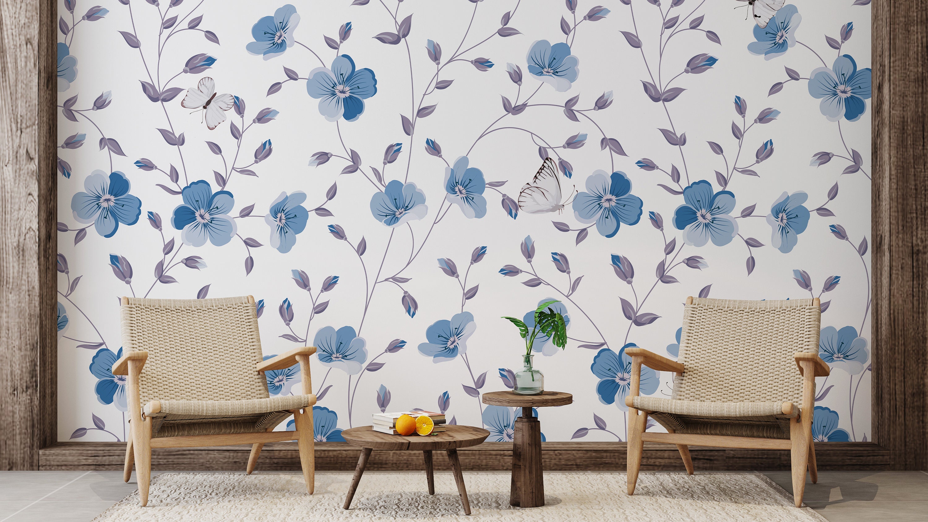 Forget Me Not Flowers Wallpaper. Floral Mural. Removable Wallpaper ...