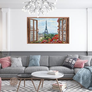 Paris View Decal Window View Peel and Stick Poster Customizable Wall ...