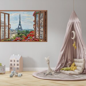 Paris View Decal Window View Peel and Stick Poster Customizable Wall ...