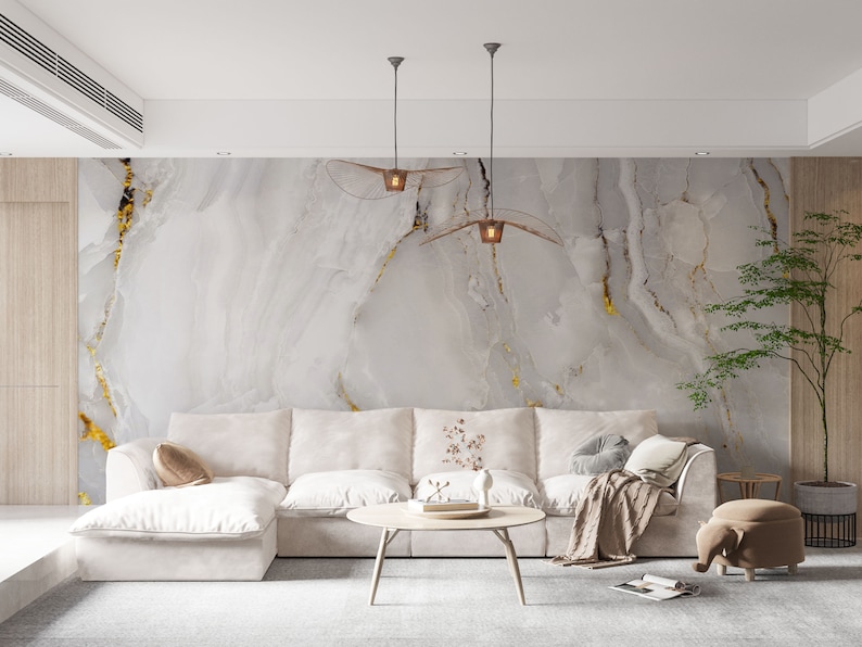 Modern Marble Wallpaper. Marble Pattern Living Room, Kitchen, Bedroom ...