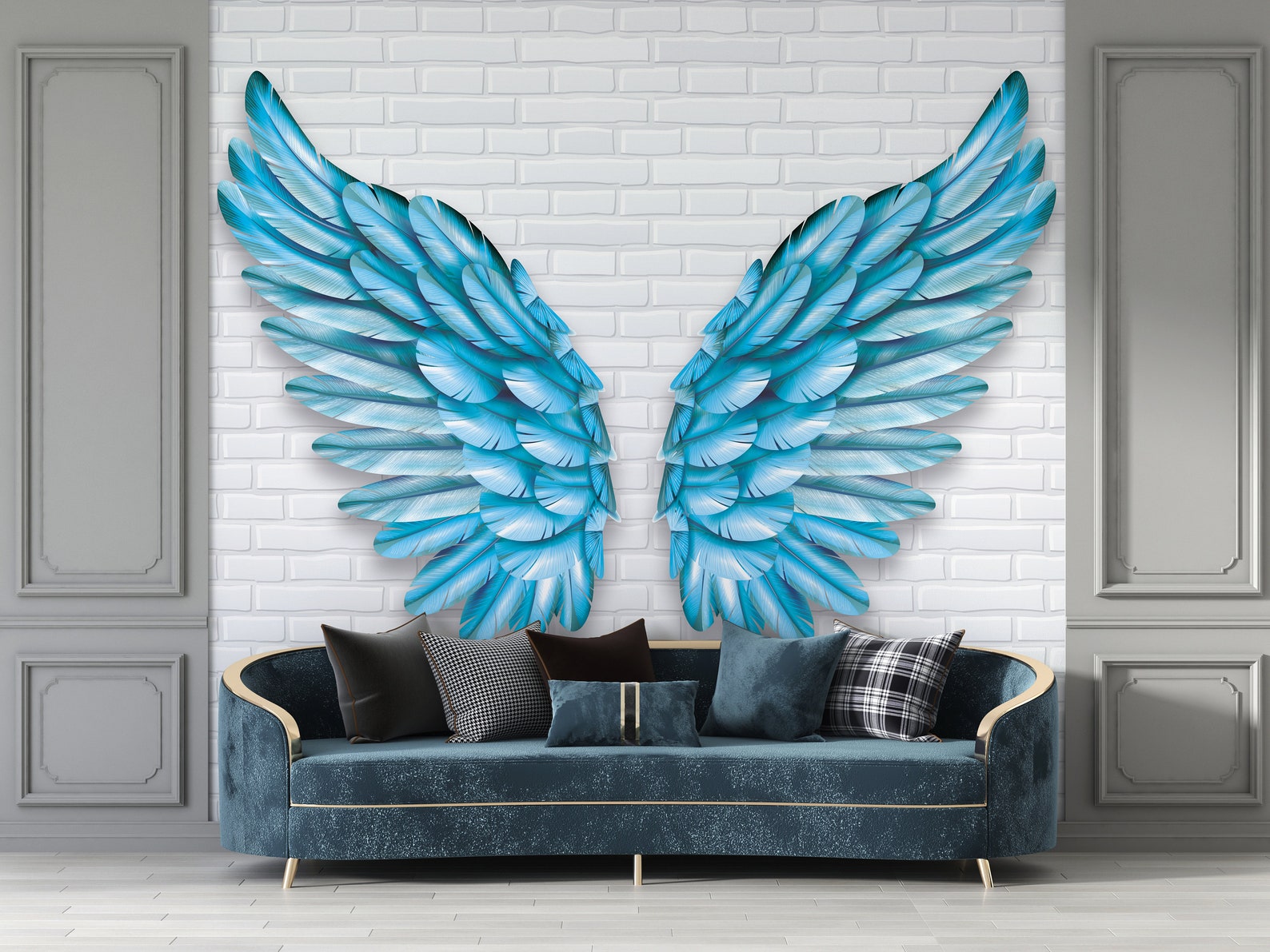 Angel Wings Wall Mural: Customizable Brick Background Wallpaper - Etsy