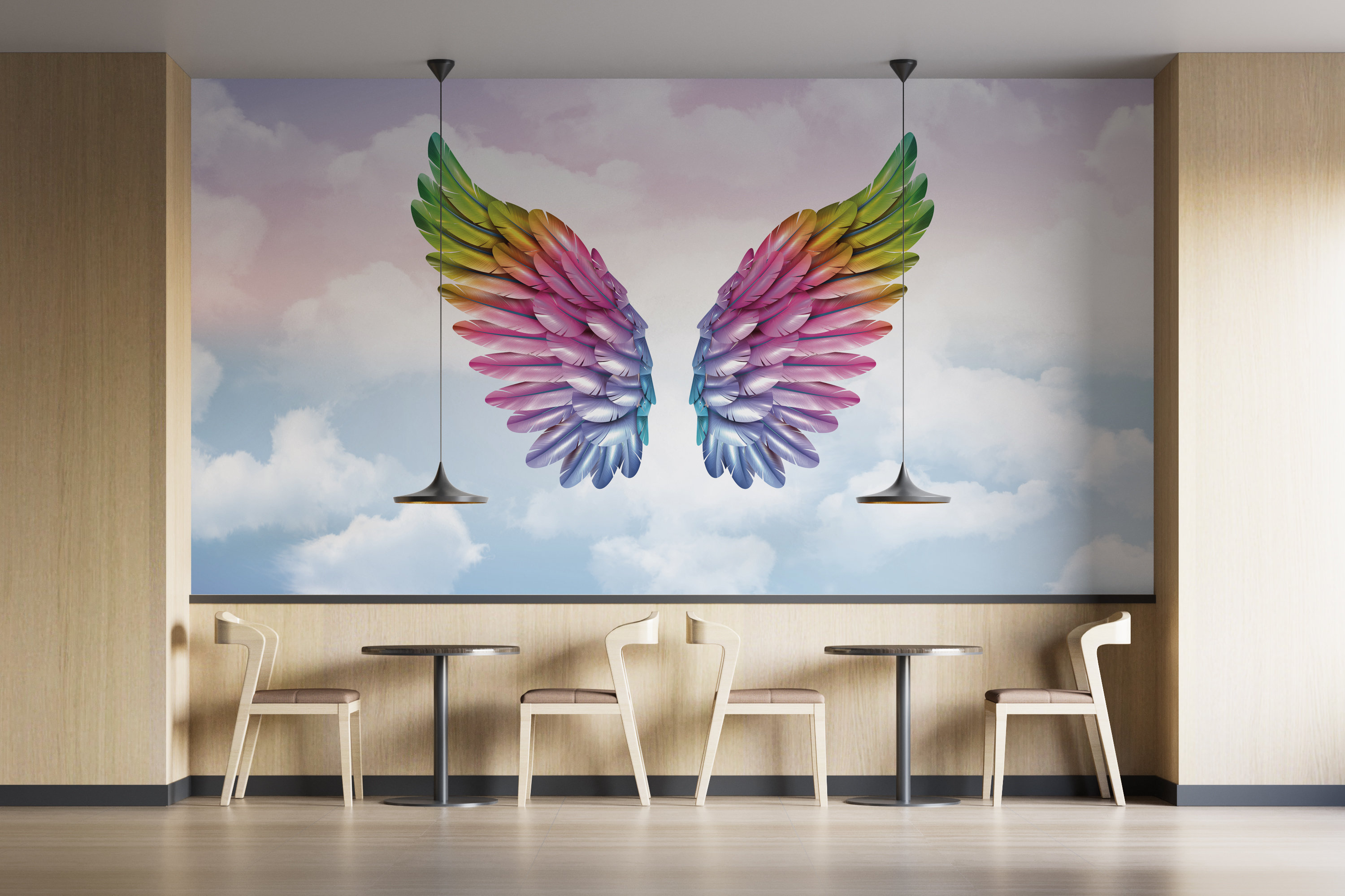 Colorful Angel Wings Wallpaper. Customizable Wings Wall Mural. Modern ...