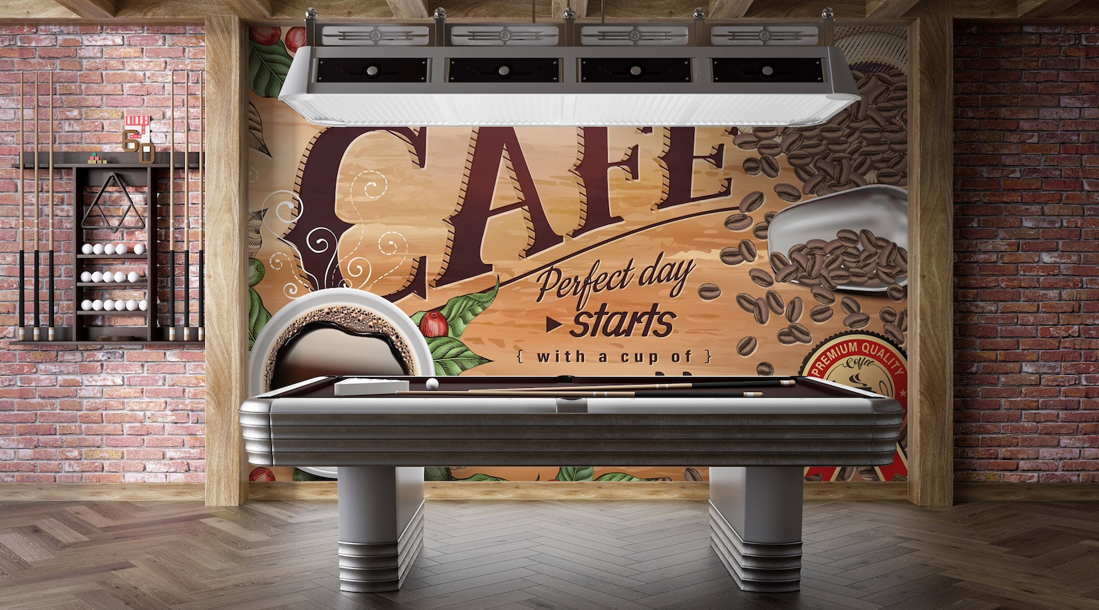 Coffee Shop Wallpaper. Removable Customizable Vintage Design Coffee ...