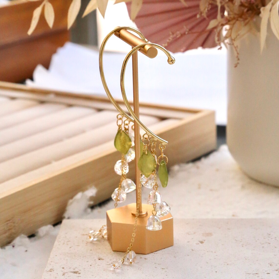 No Piercing Transparent Bell Earrings, Leaf Ear Cuffs, Gold Ear Cuffs ...