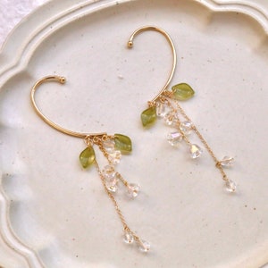 No Piercing Transparent Bell Earrings, Leaf Ear Cuffs, Gold Ear Cuffs ...