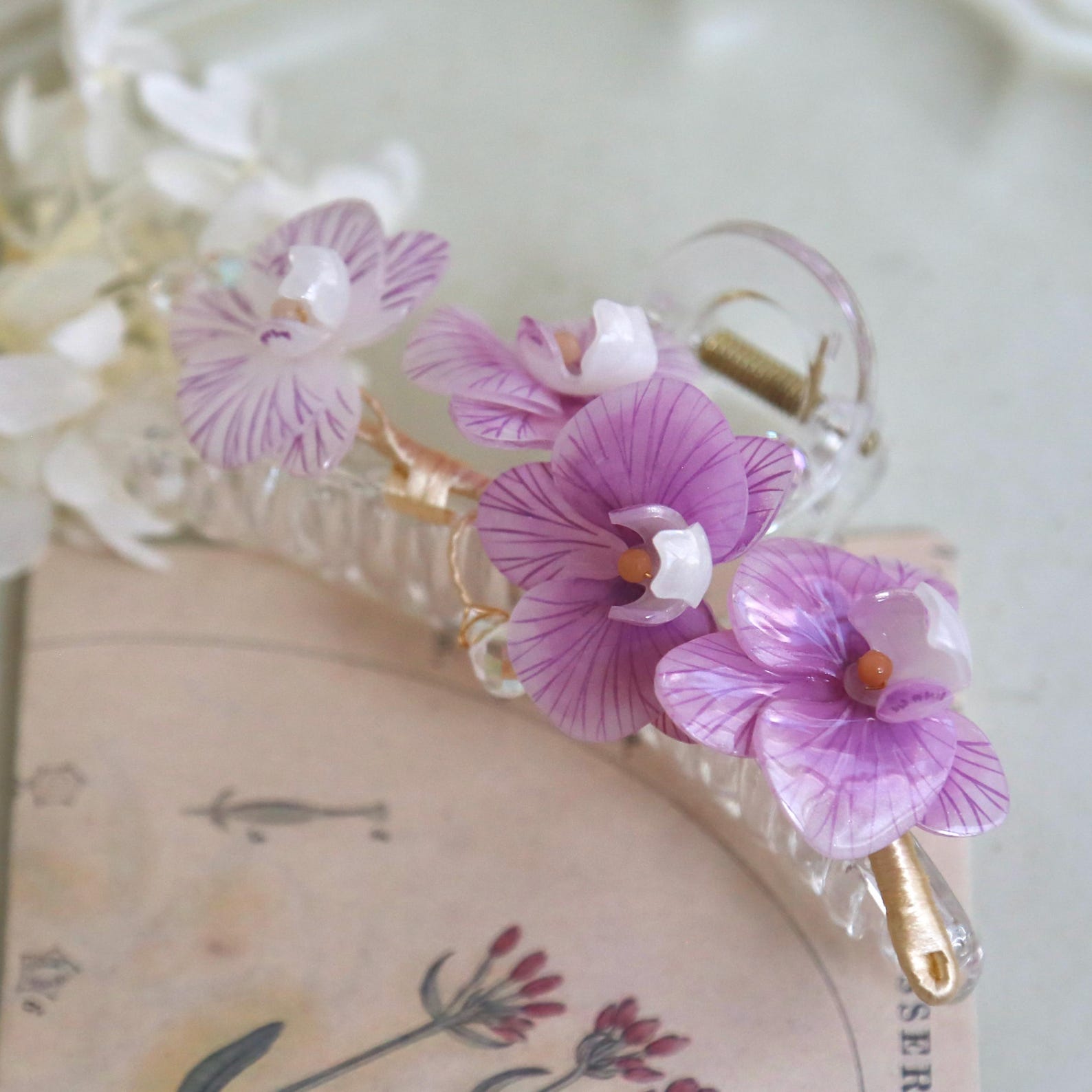 Phalaenopsis Orchid Hair Claws, Orchid Hair Accessories, Flower Hair ...