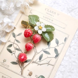 Handmade Strawberry Hair Pins, Cute Fruit Hair Clips, Red Shrink ...