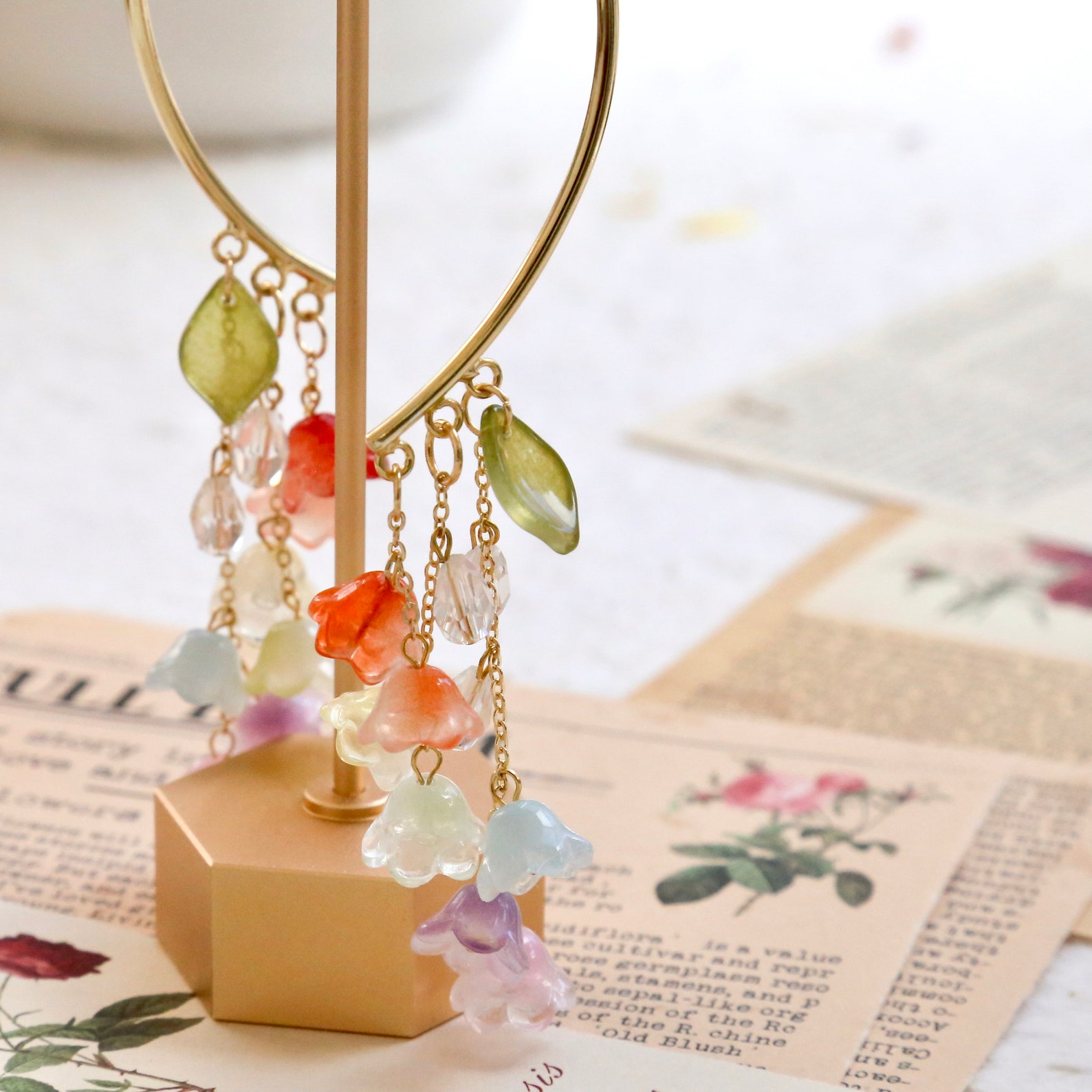 No Piercing Rainbow Earrings, Flower Ear Cuffs, Gold Ear Cuffs, Flower ...