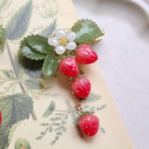 Handmade Strawberry Hair Pins, Cute Fruit Hair Clips, Red Shrink ...