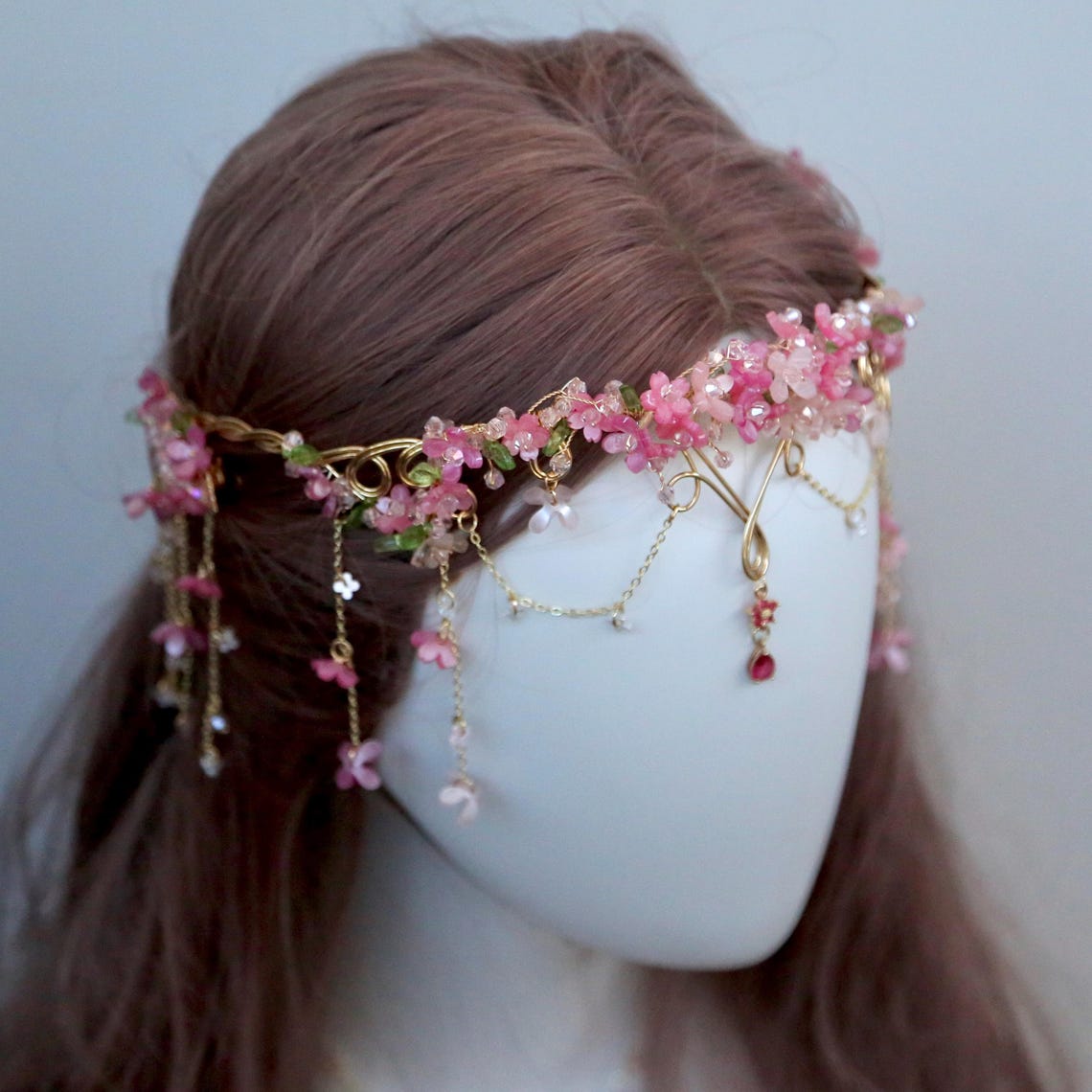 Sakura Flower Crown Headband, Handmade Cherry Blossom Tiara, Pink ...