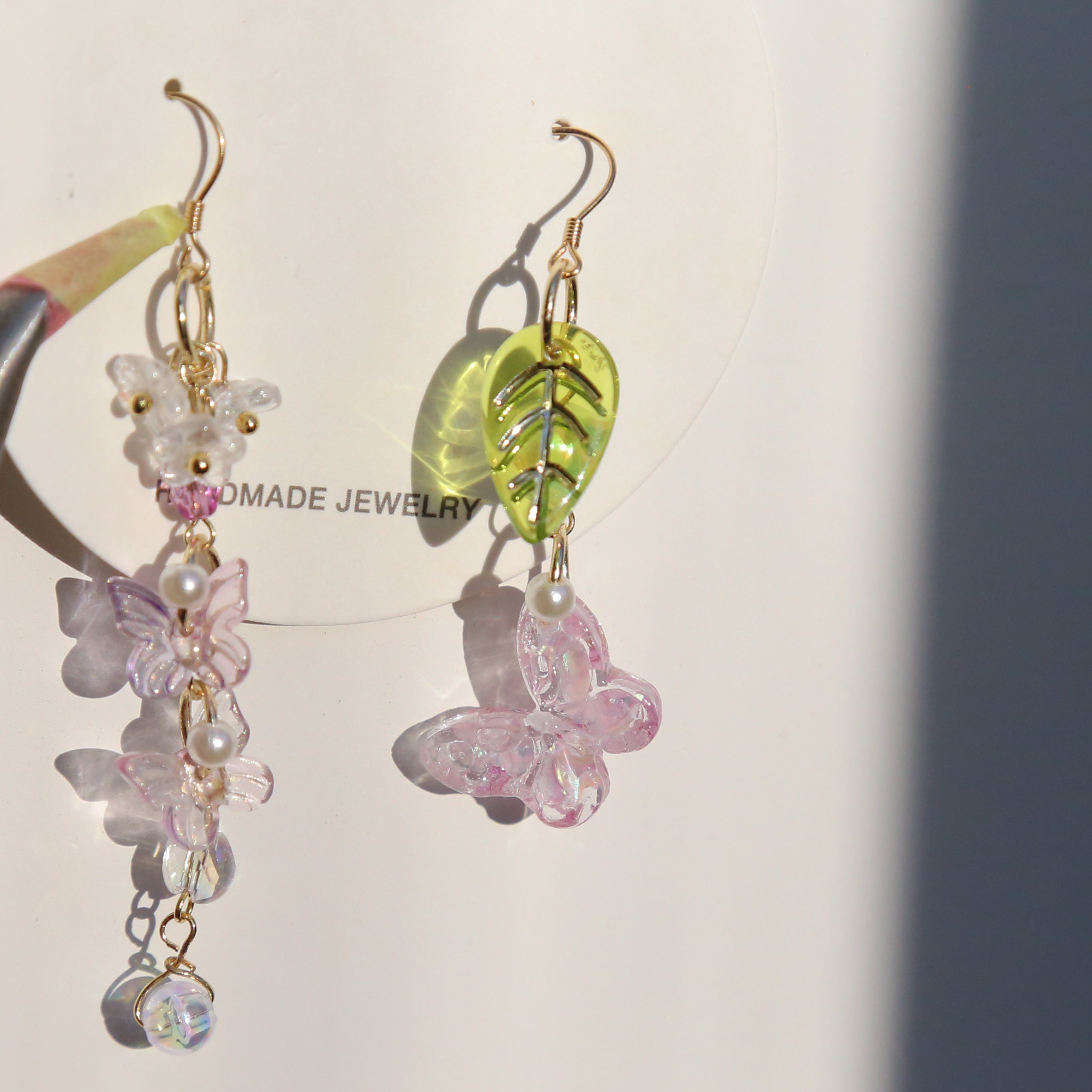 Butterfly Chained Asymmetric Earring Dangle Earrings Resin - Etsy