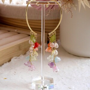 No Piercing Rainbow Earrings, Flower Ear Cuffs, Gold Ear Cuffs, Flower ...