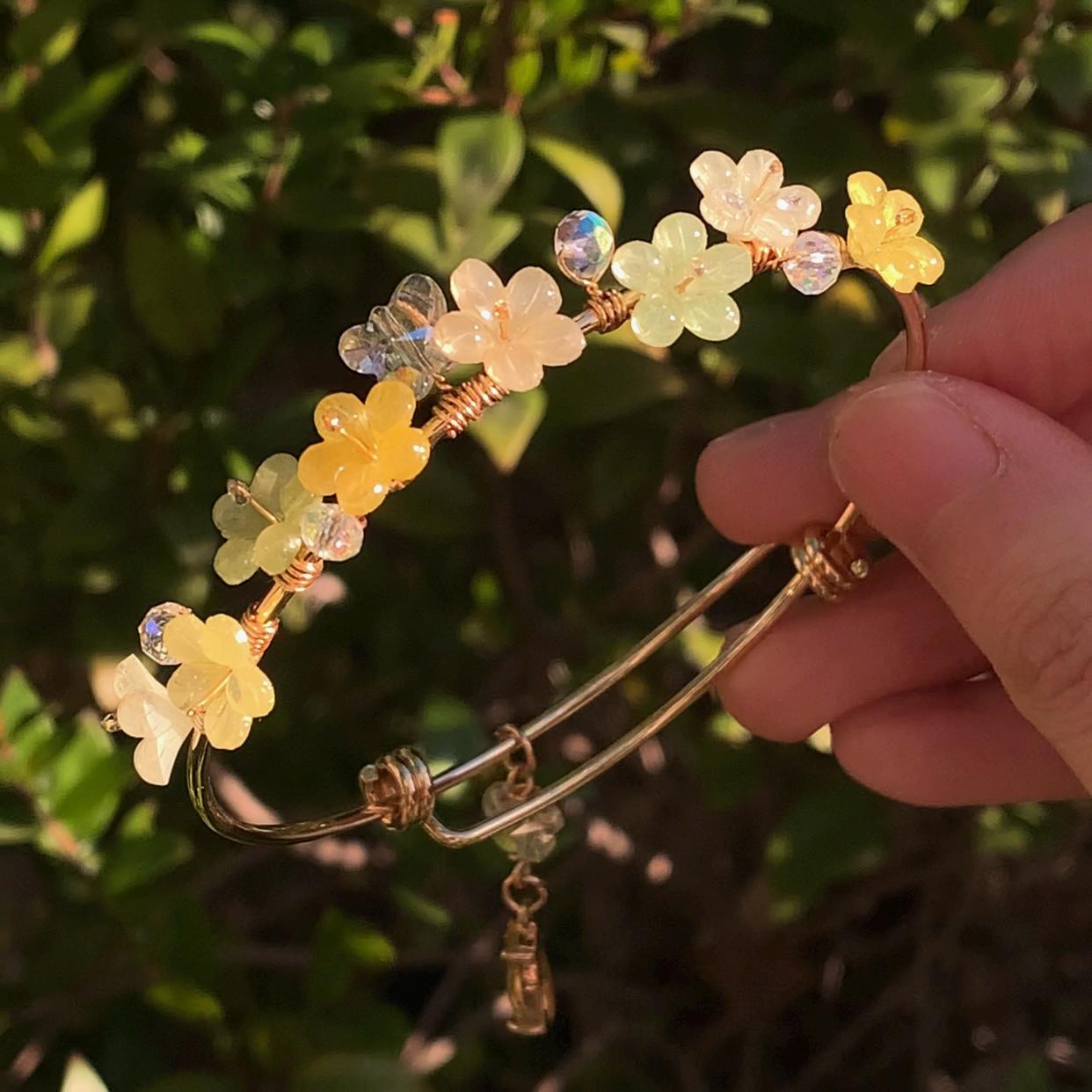 Colorful Flower Bangles, Multi-color Floral Bracelet,boho Chic Jewelry ...