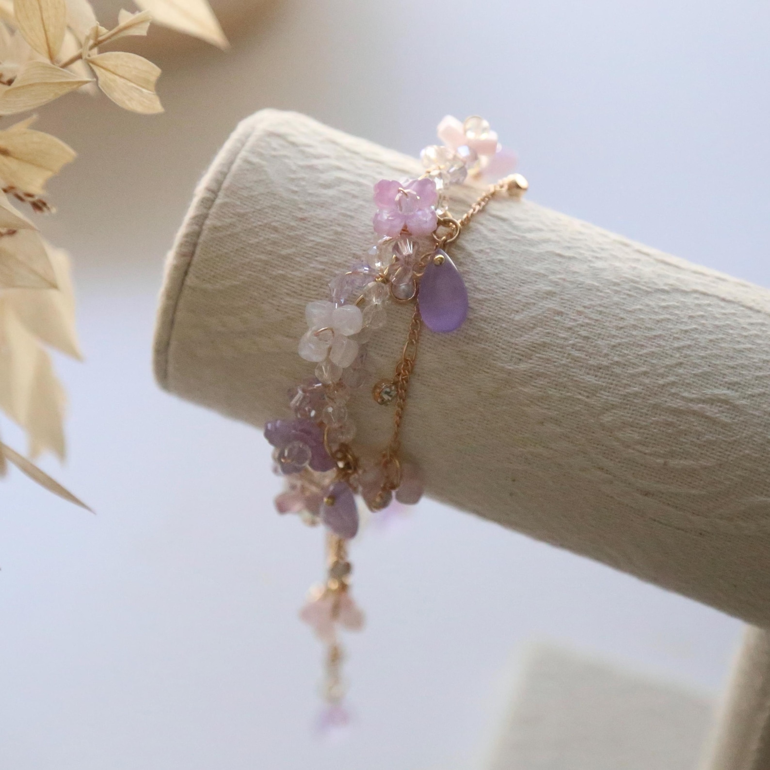 Purple Hydrangea Tassel Bracelet, Crystal Flower Fairy Bracelet ...