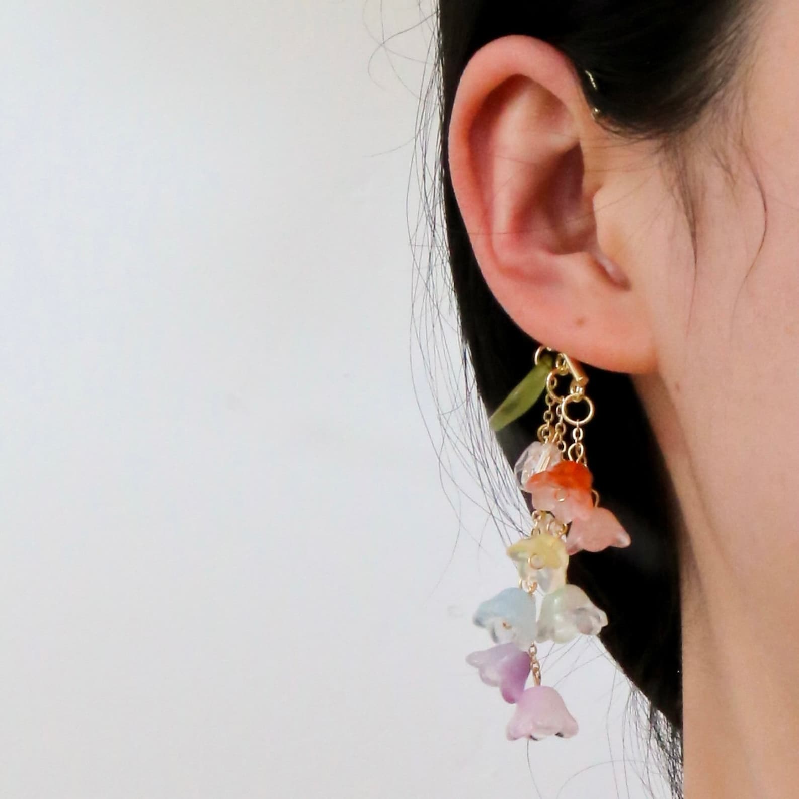 No Piercing Rainbow Earrings, Flower Ear Cuffs, Gold Ear Cuffs, Flower ...