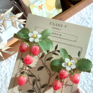 Handmade Strawberry Hair Pins, Cute Fruit Hair Clips, Red Shrink ...