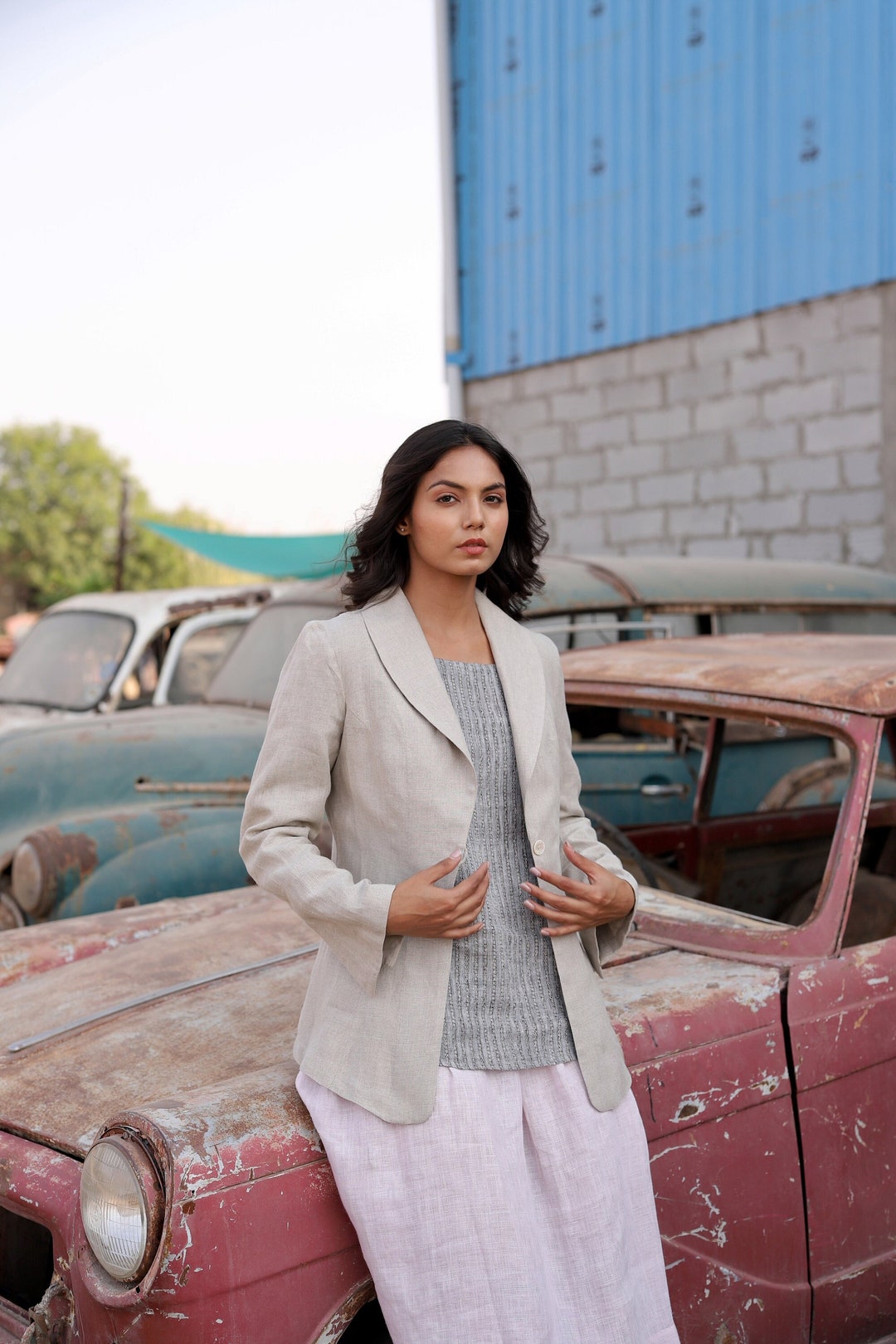 Long Linen Coat: Oversized Boho Jacket, Custom Fit - Etsy