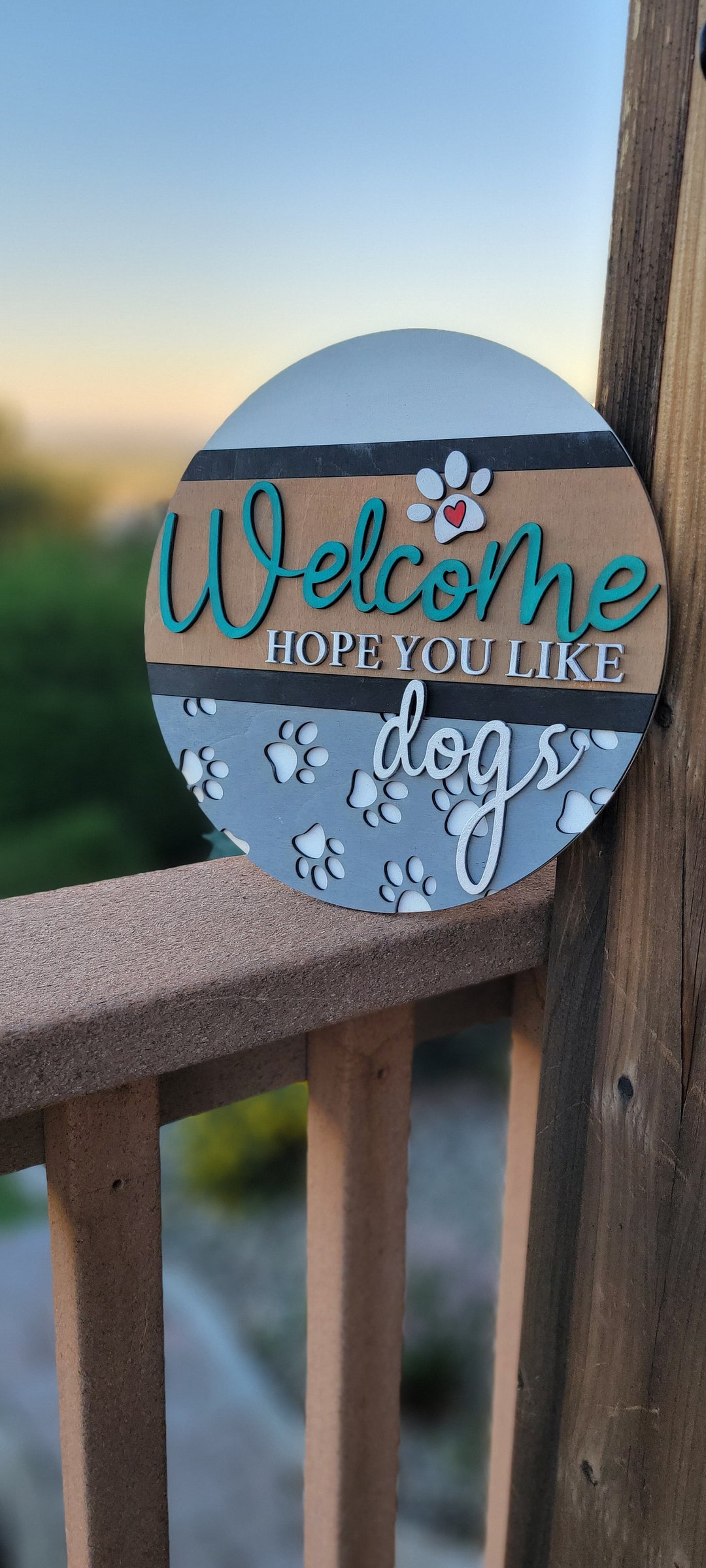 Welcome We Hope You Love Dogs Door Hanging Sign - Etsy