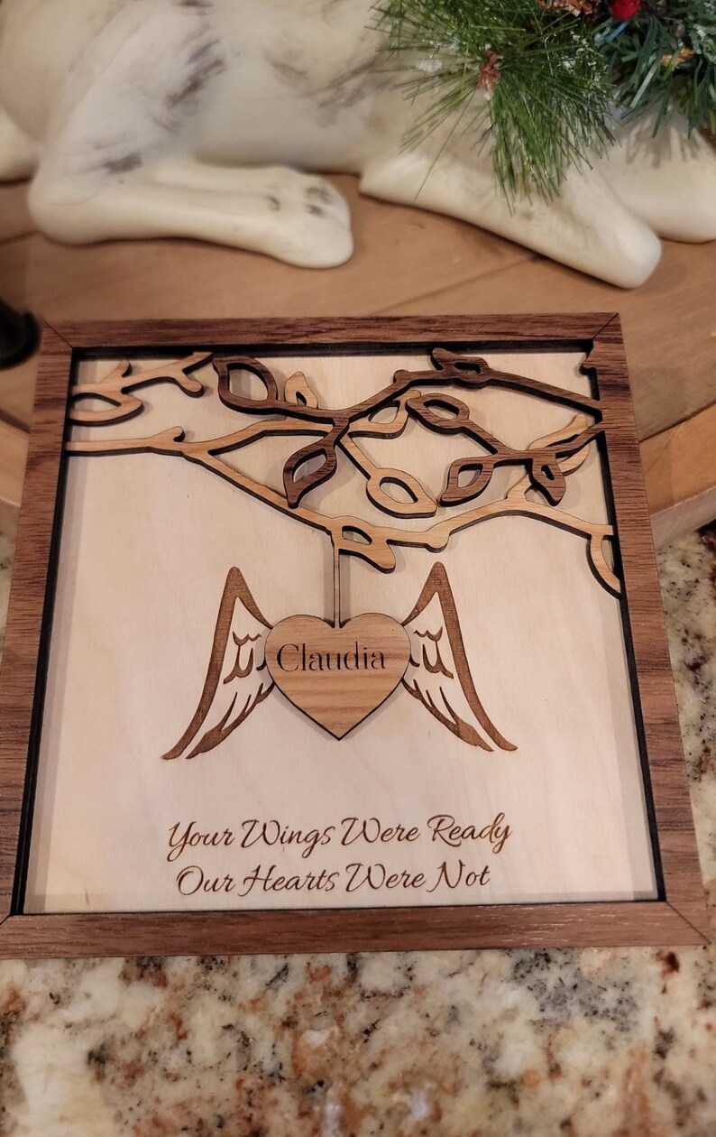 Personalized Wooden Family Tree Sign Memorial Name Sign Hanging Hearts ...