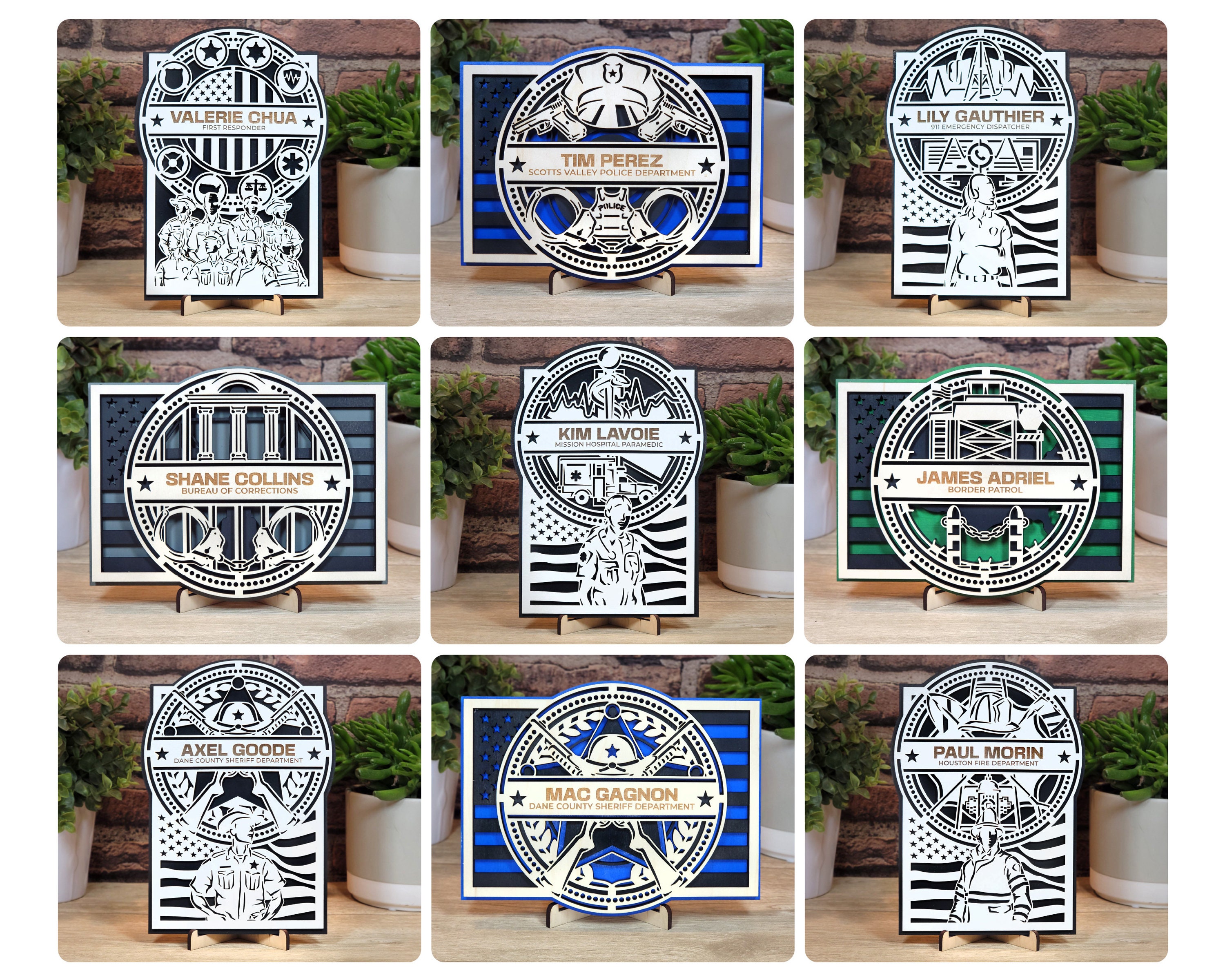 Personalized First Responder Wood Signs Police, Firefighter, Paramedic ...