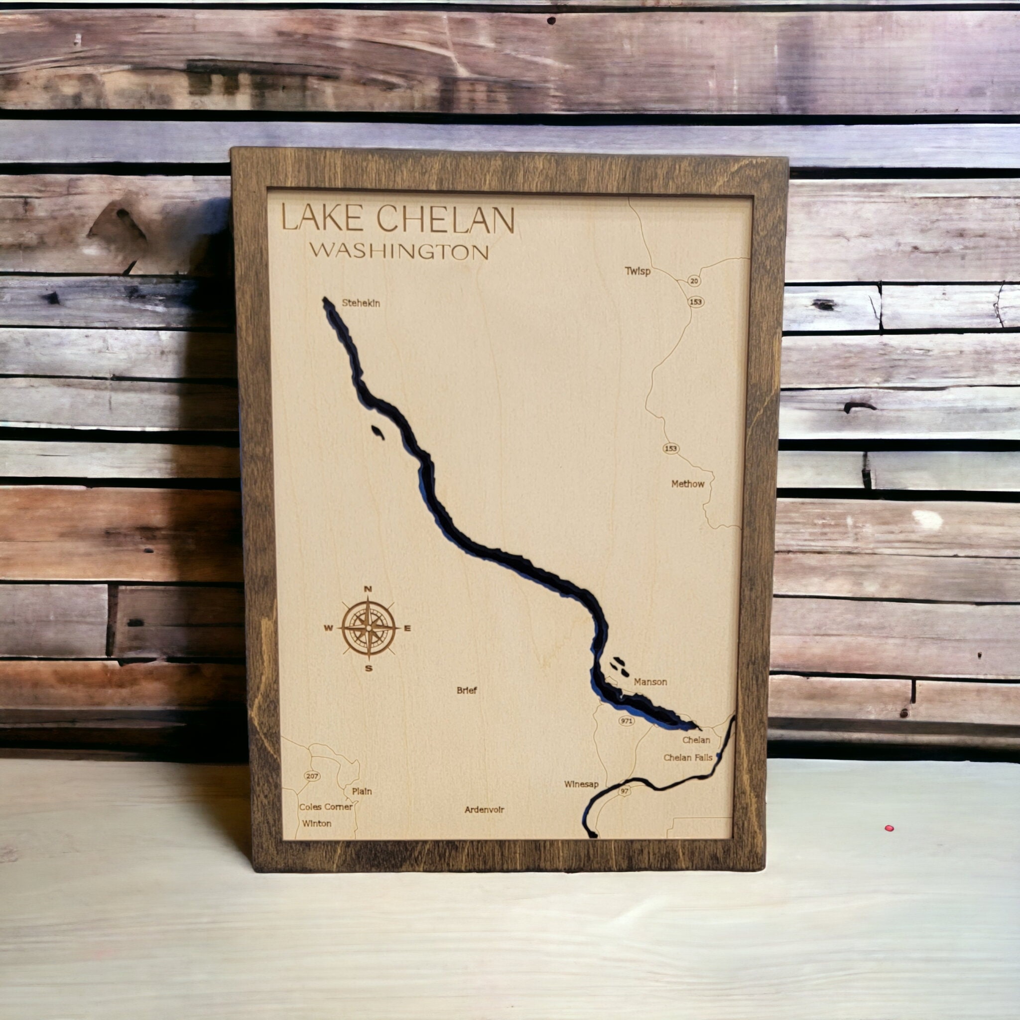 Lake Chelan Multi Layer Wood Map - Etsy