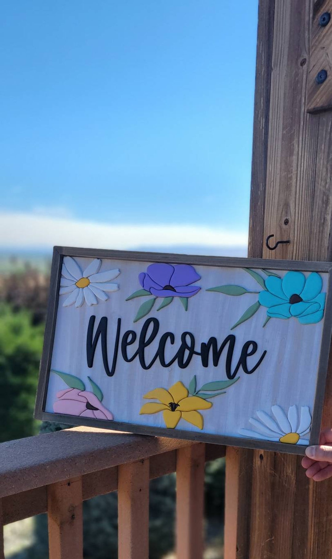 Elegant Floral Wooden 3D Framed Welcome Sign - A Warm and Inviting ...