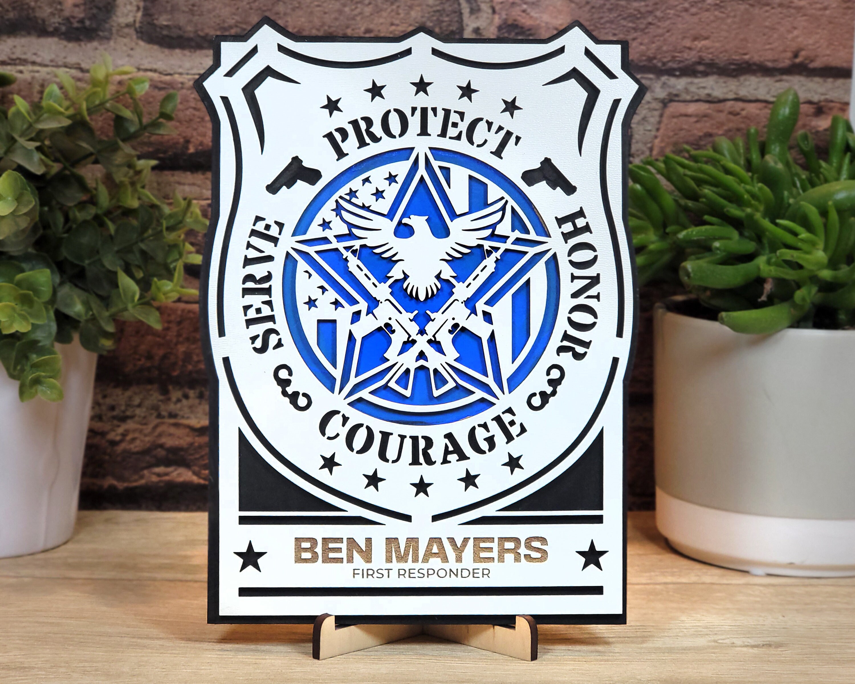 Personalized First Responder Wood Signs Police, Firefighter, Paramedic ...