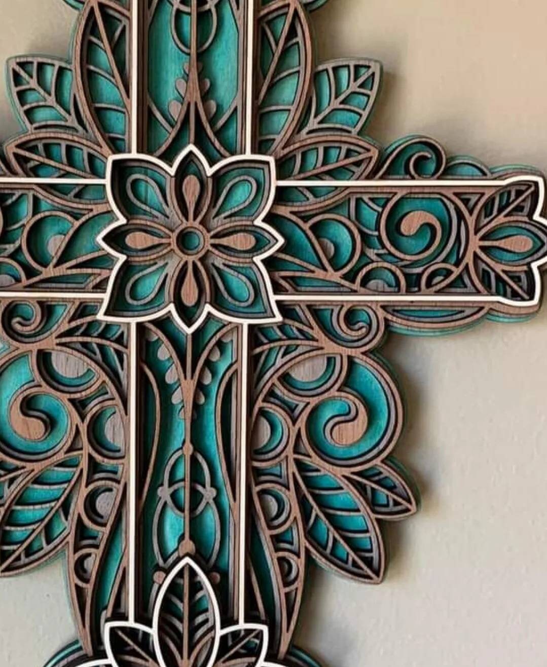 Handmade 4-layer Mandala Wooden Cross - Beautiful Home Decor and Gift ...
