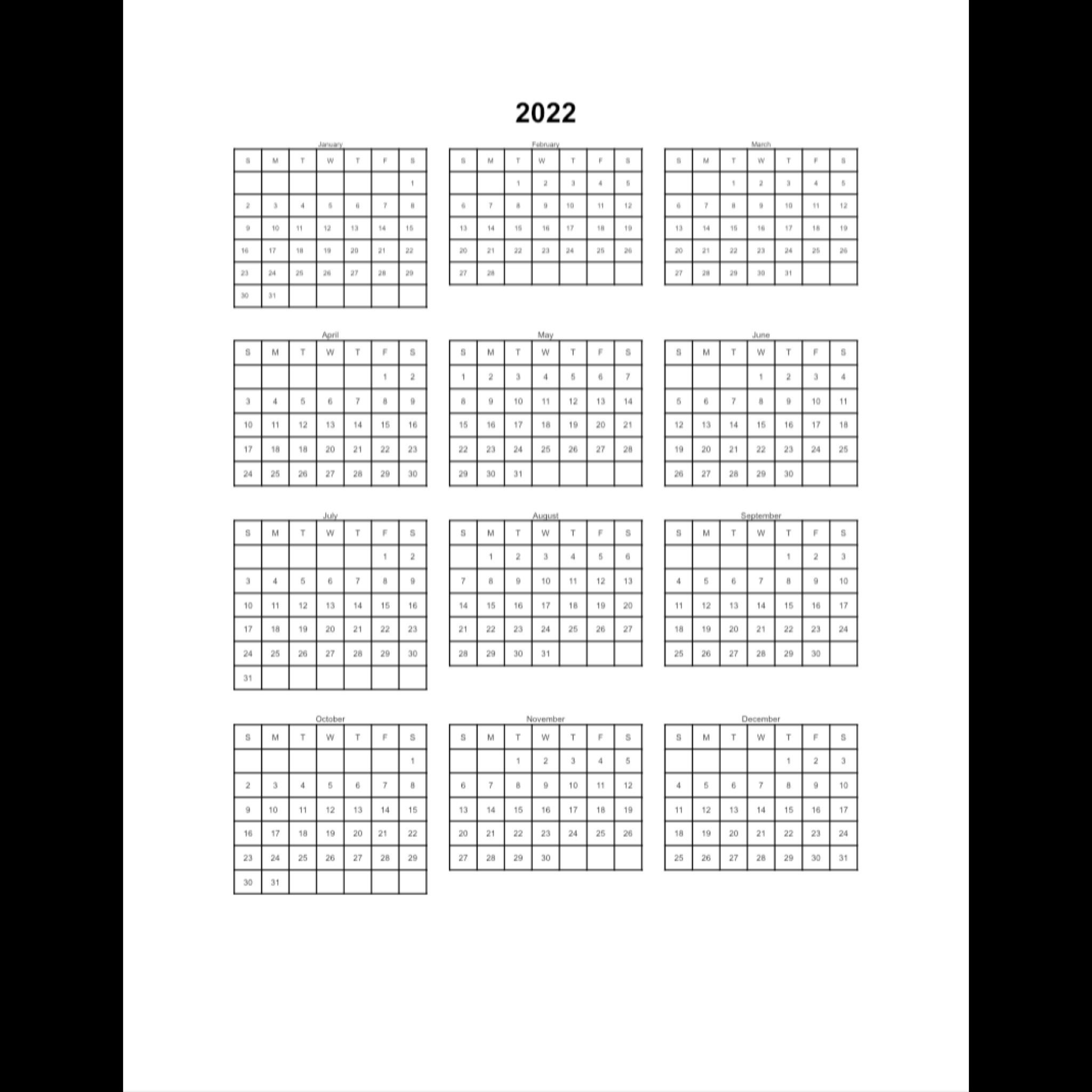 2022 One-page Calendar Planner - Etsy