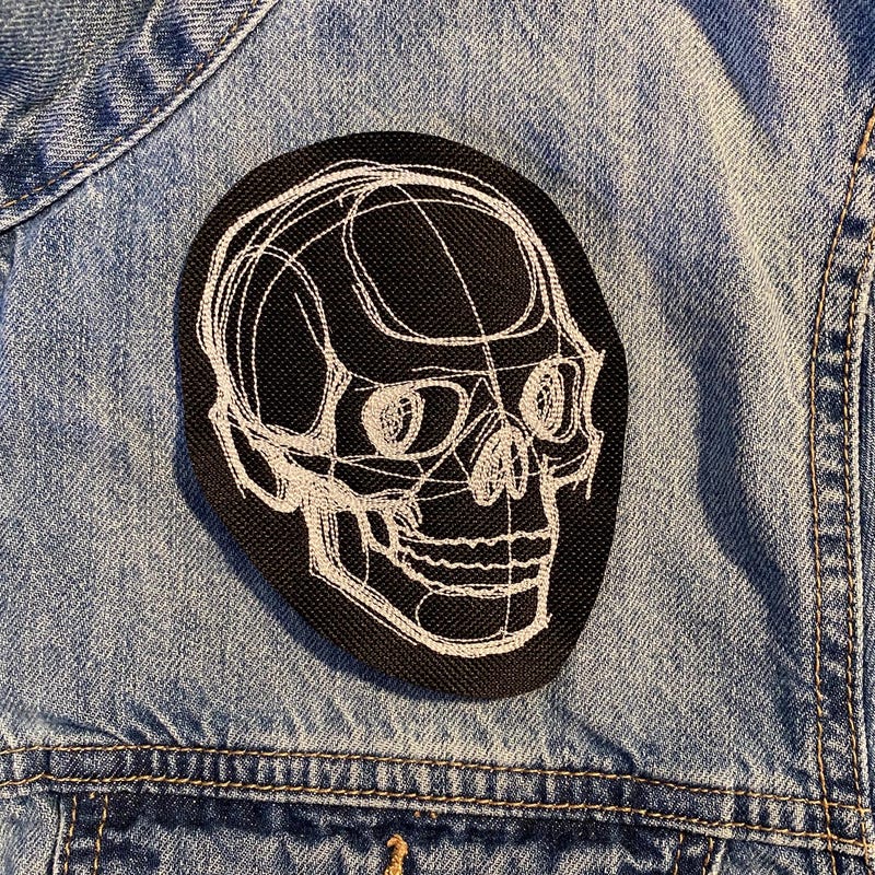 Embroidered Skull Fabric - Etsy