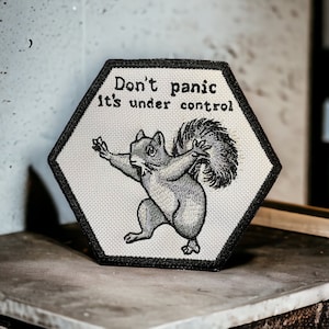 Don't Panic Squirrel Embroidered Patch - Funny Iron-on Applique - Etsy