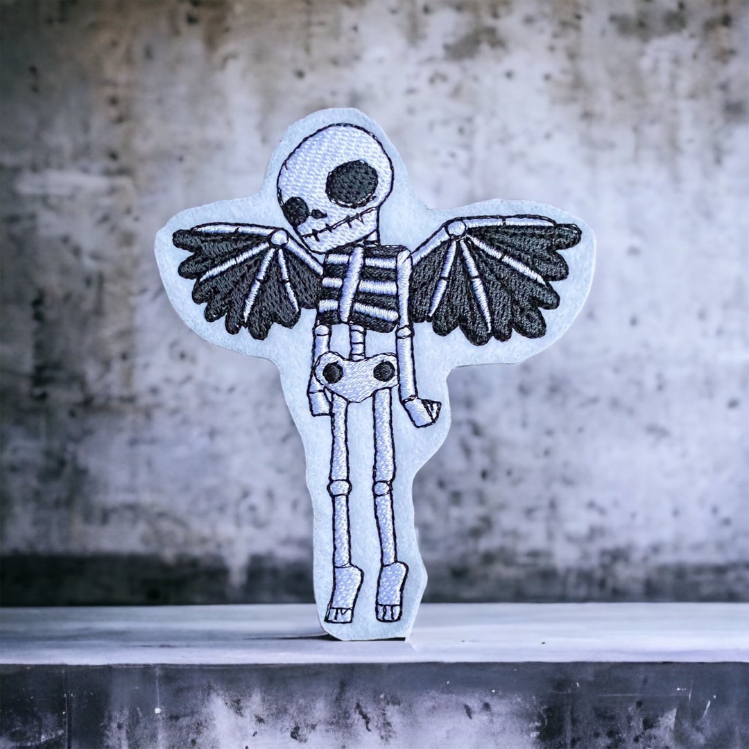 Winged Skeleton Embroidered Patch – Gothic Halloween Applique - Etsy