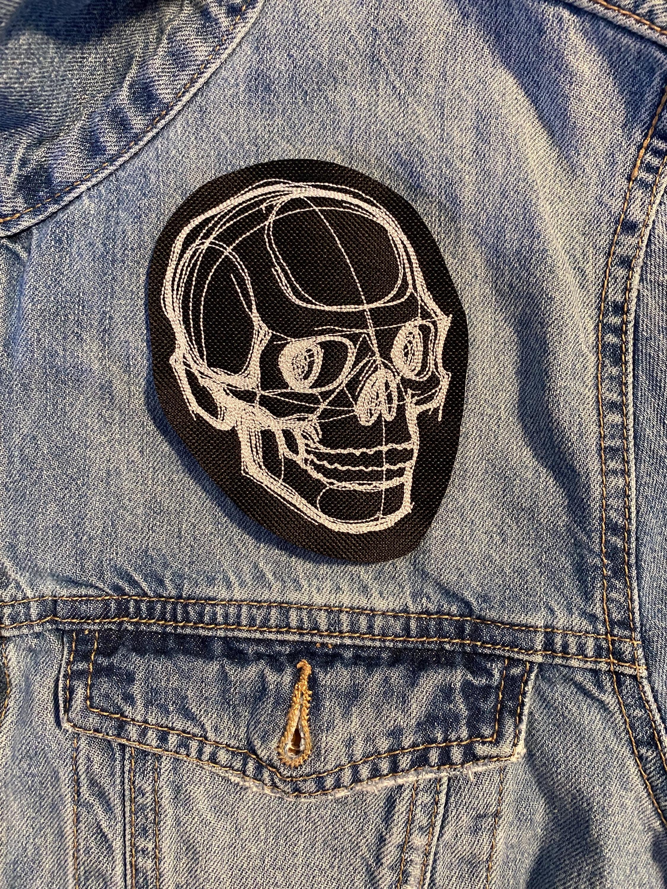 Sketch Skull Embroidered Patch Minimalist Gothic - Etsy